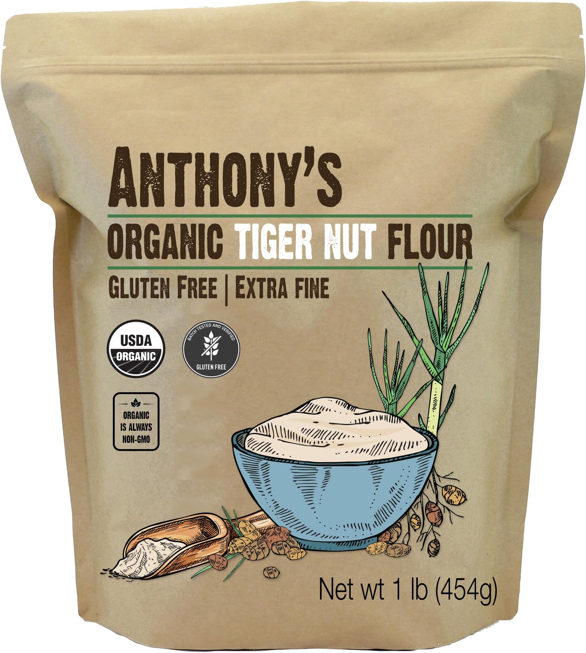 Amazon.com : Anthony's Organic Tiger Nut Flour, 1 lb, Gluten Free, Non ...