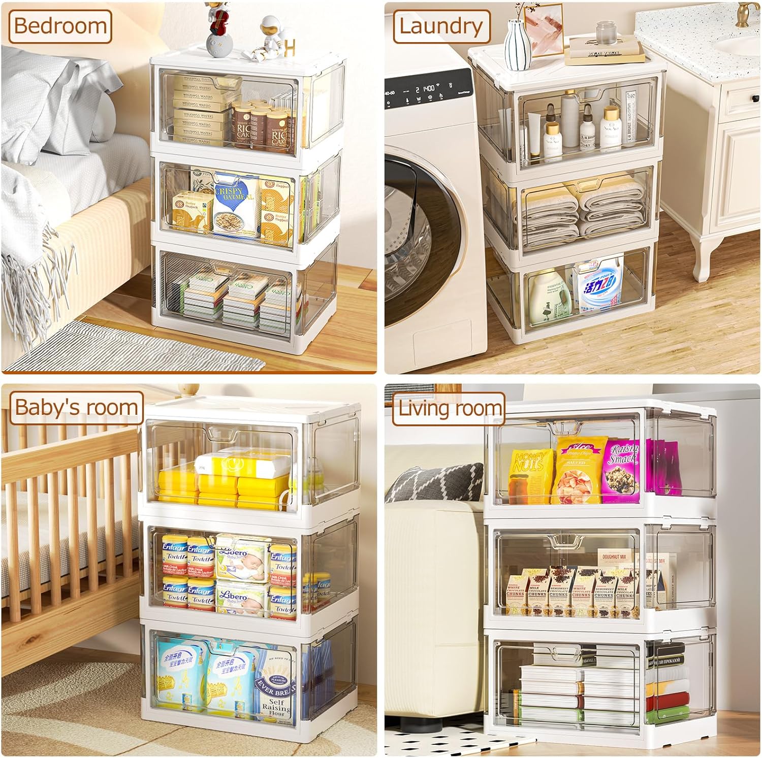 Contenedores de almacenamiento transparentes con tapas de 24 cuartos de ...