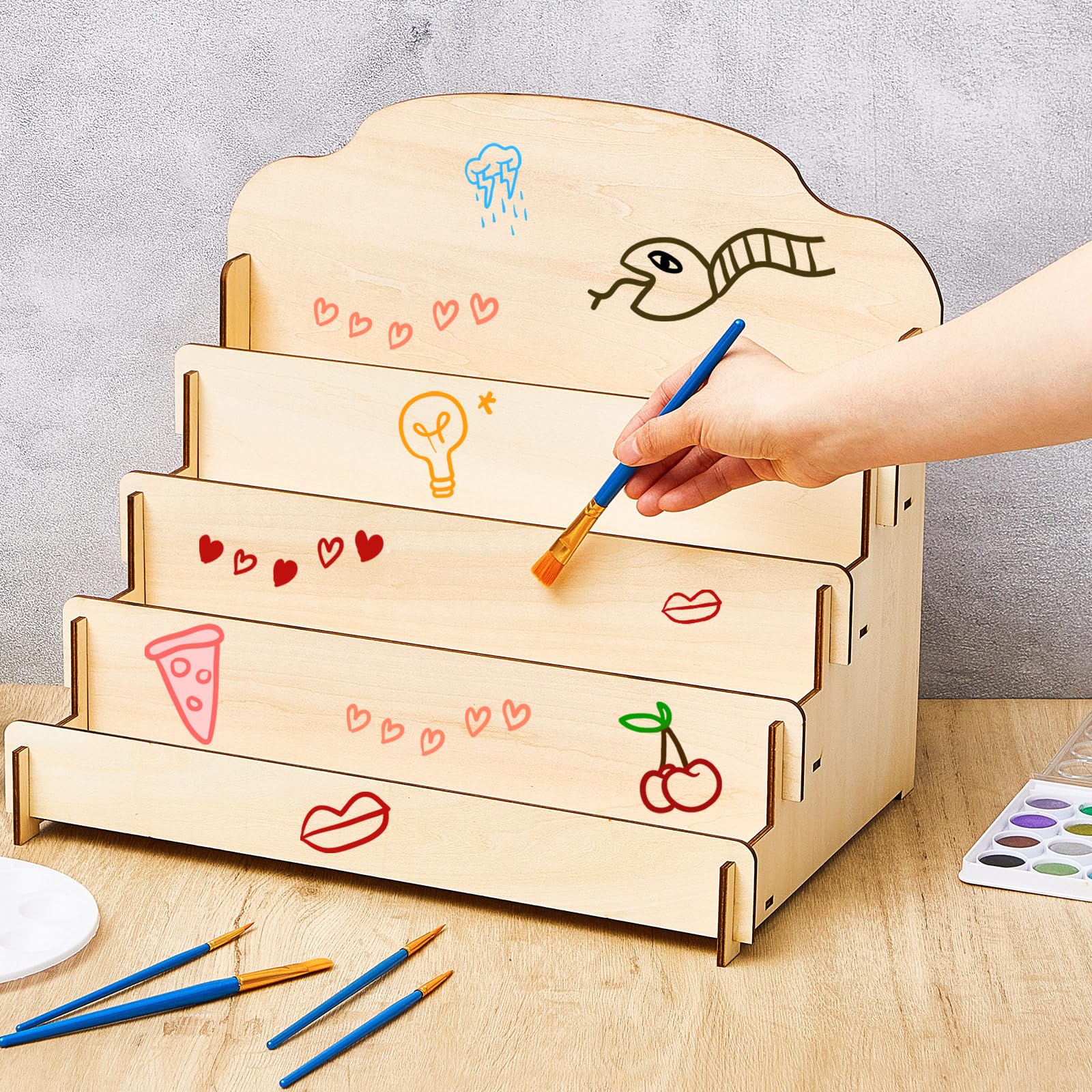 Snapklik.com : Barydat Large Greeting Card Display Stand Tiered Wooden ...