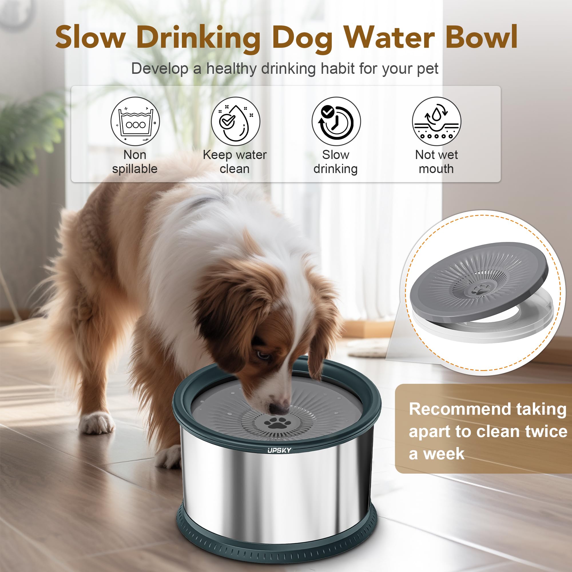 Snapklik.com : UPSKY 65L Dog Water Bowl,1.6 Gallon Super Large Capacity ...