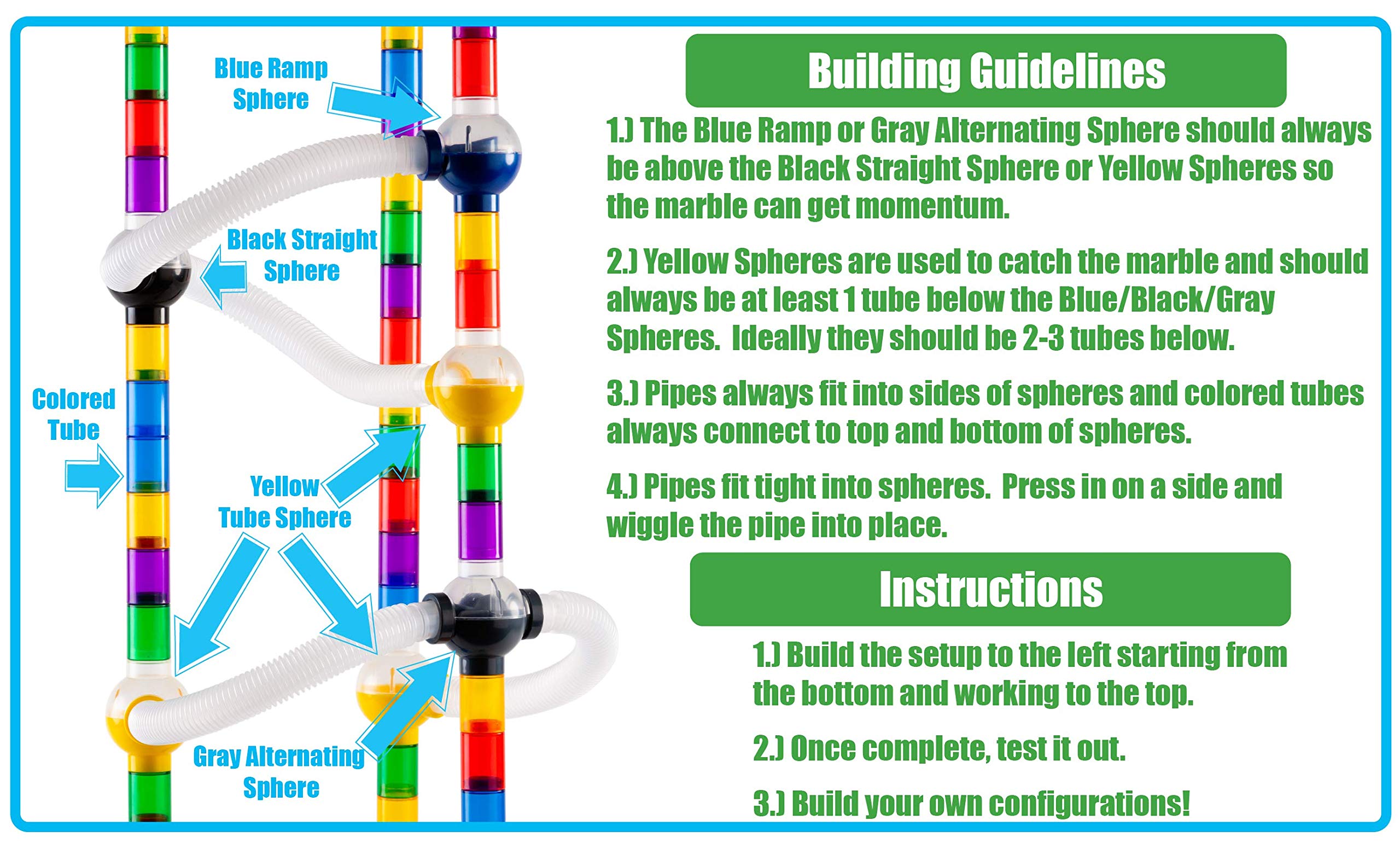 Marble Genius Marble Run Pipes & Spheres Accessory Set: Buy Online in ...