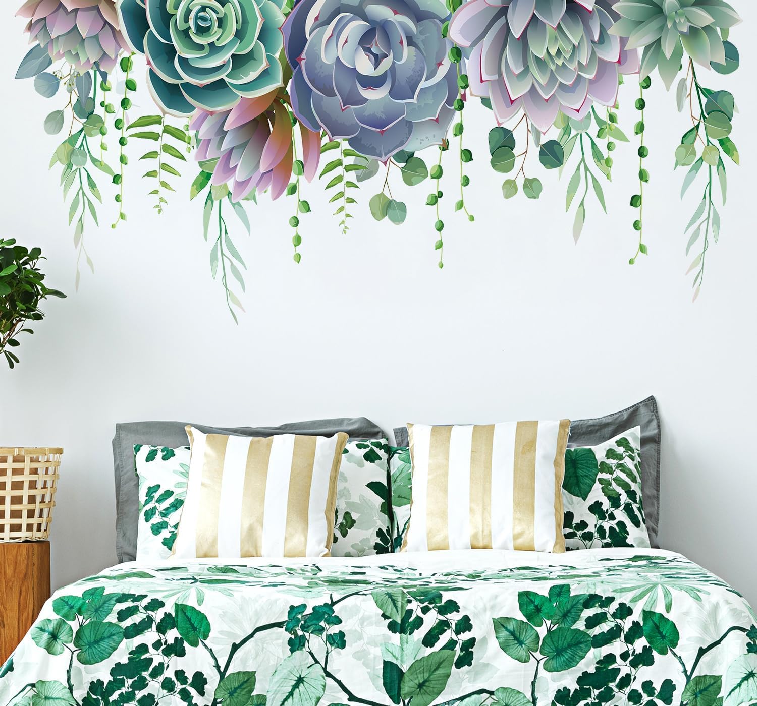 Amazon.com: VePret Succulent Plants Leaves Wall Decals Peel and Stick ...