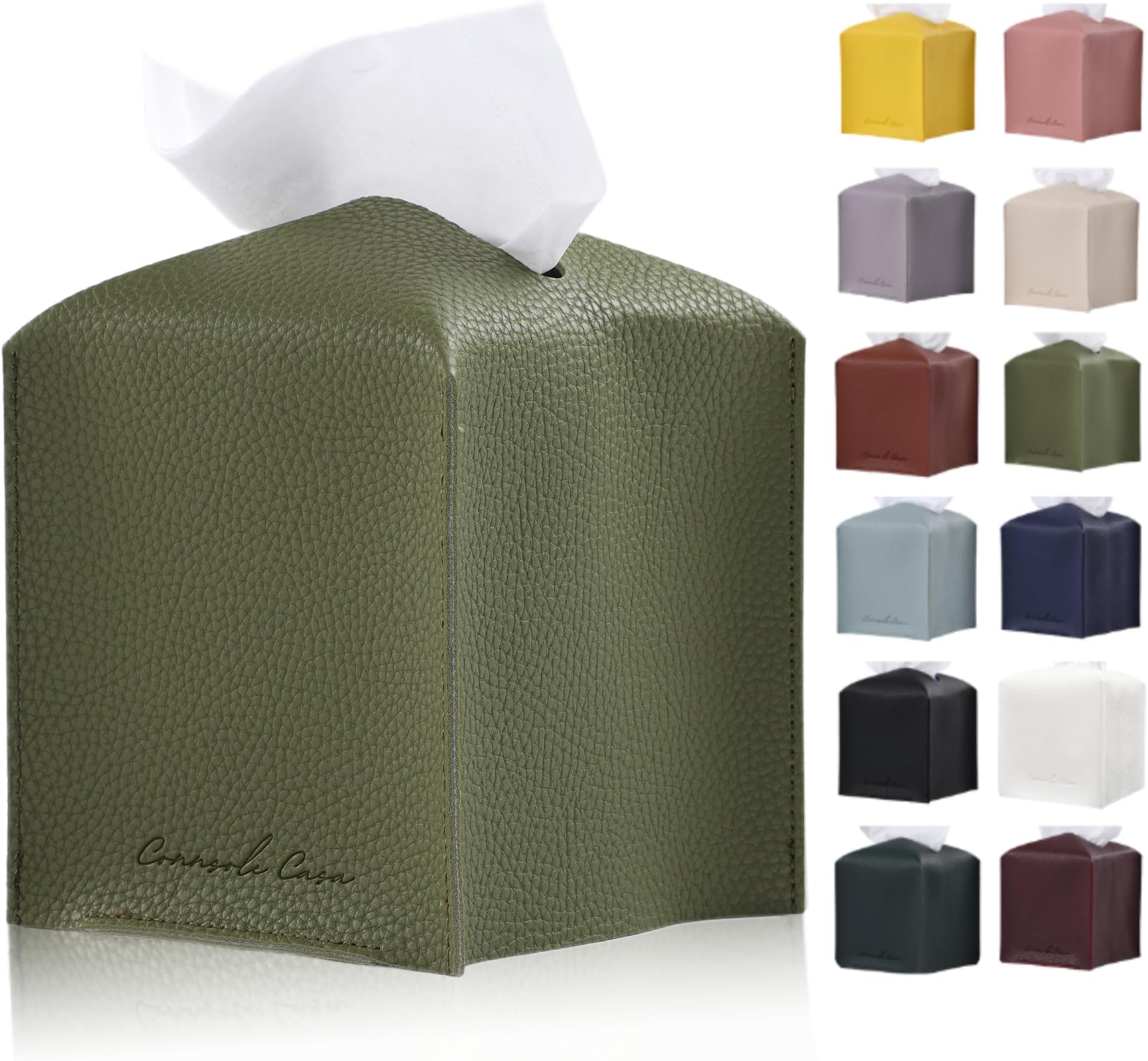 Amazon.com: Connsole Casa Premium Leather Tissue Box Cover - Stylish ...