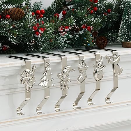 Amazon.com: Christmas Stocking Holder for Mantel , Shiny Bronze Metal ...