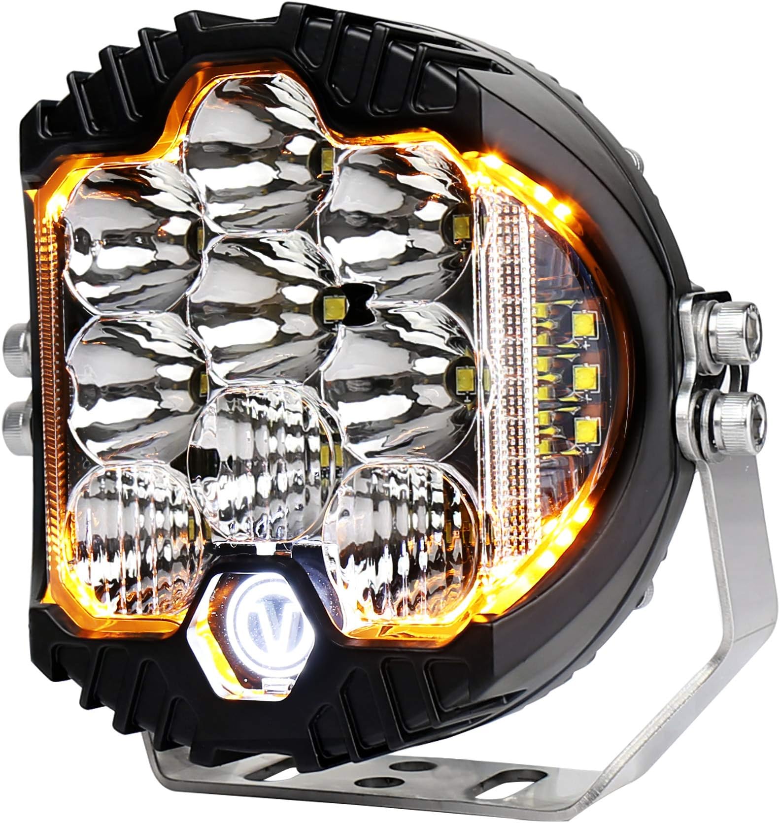 PXPART 5inch Side Shooter LED Light 50W LED Light Pod with Amber DRL ...