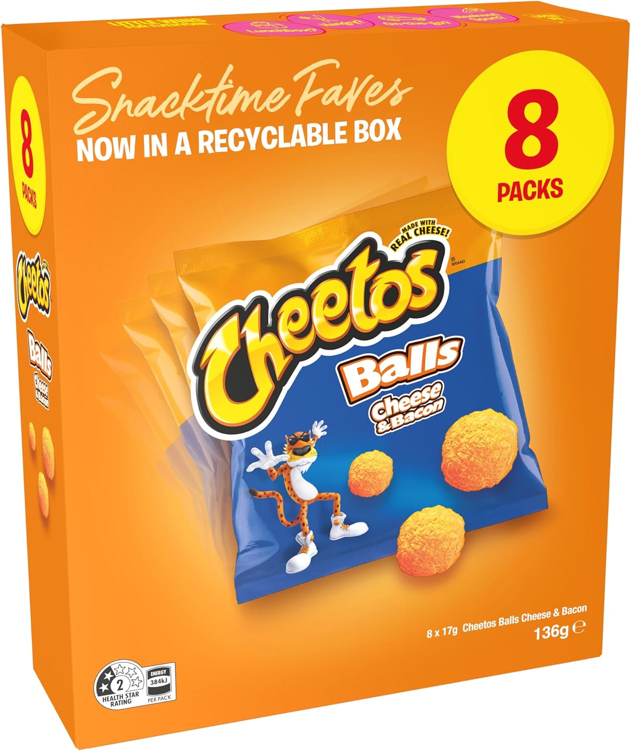 Cheetos Cheese & Bacon Balls 8PK 136g : Amazon.com.au: Everything Else