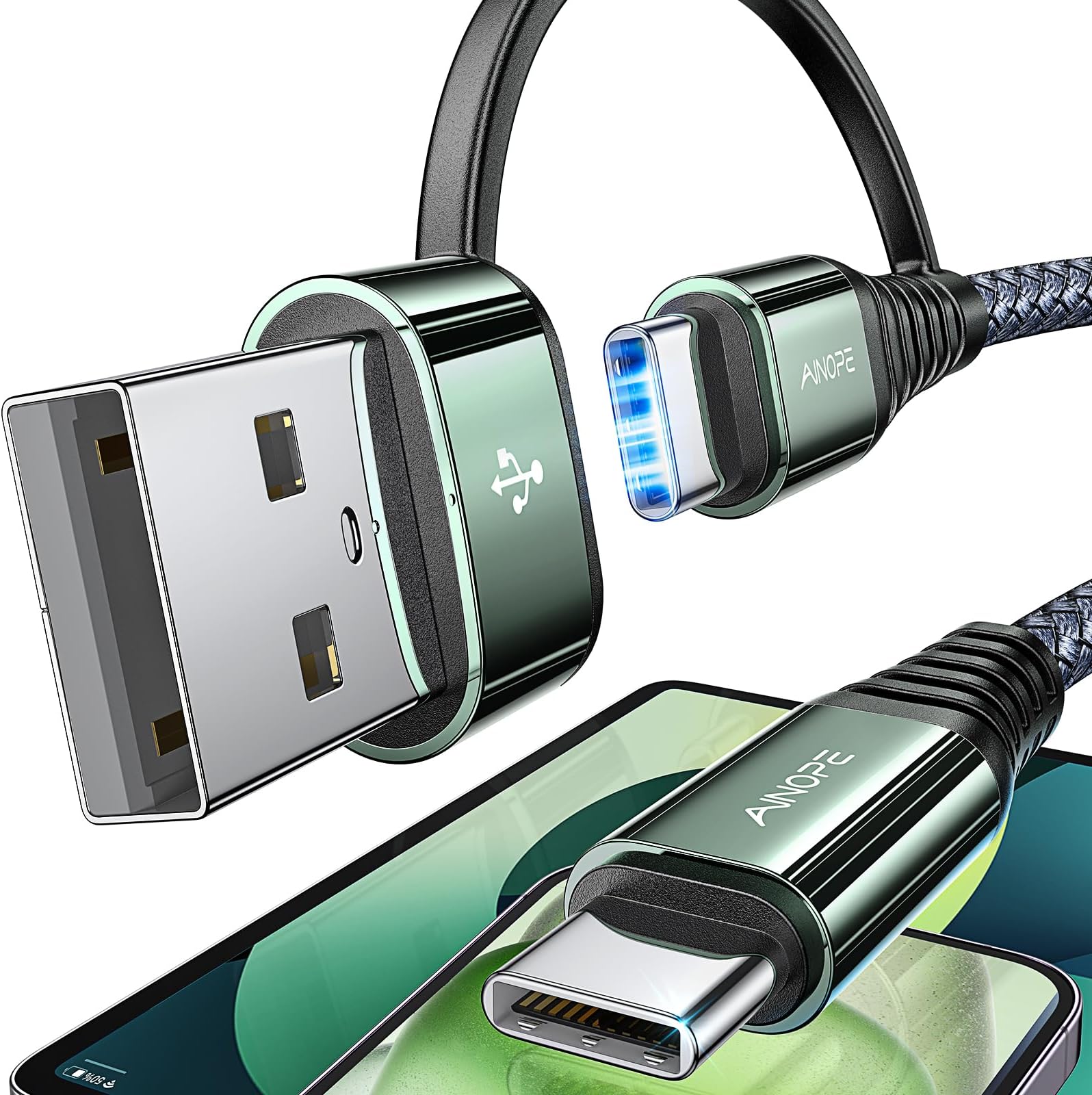 Amazon.com: AINOPE 2 Pack USB C Cable 10FT Grey & Black : Electronics