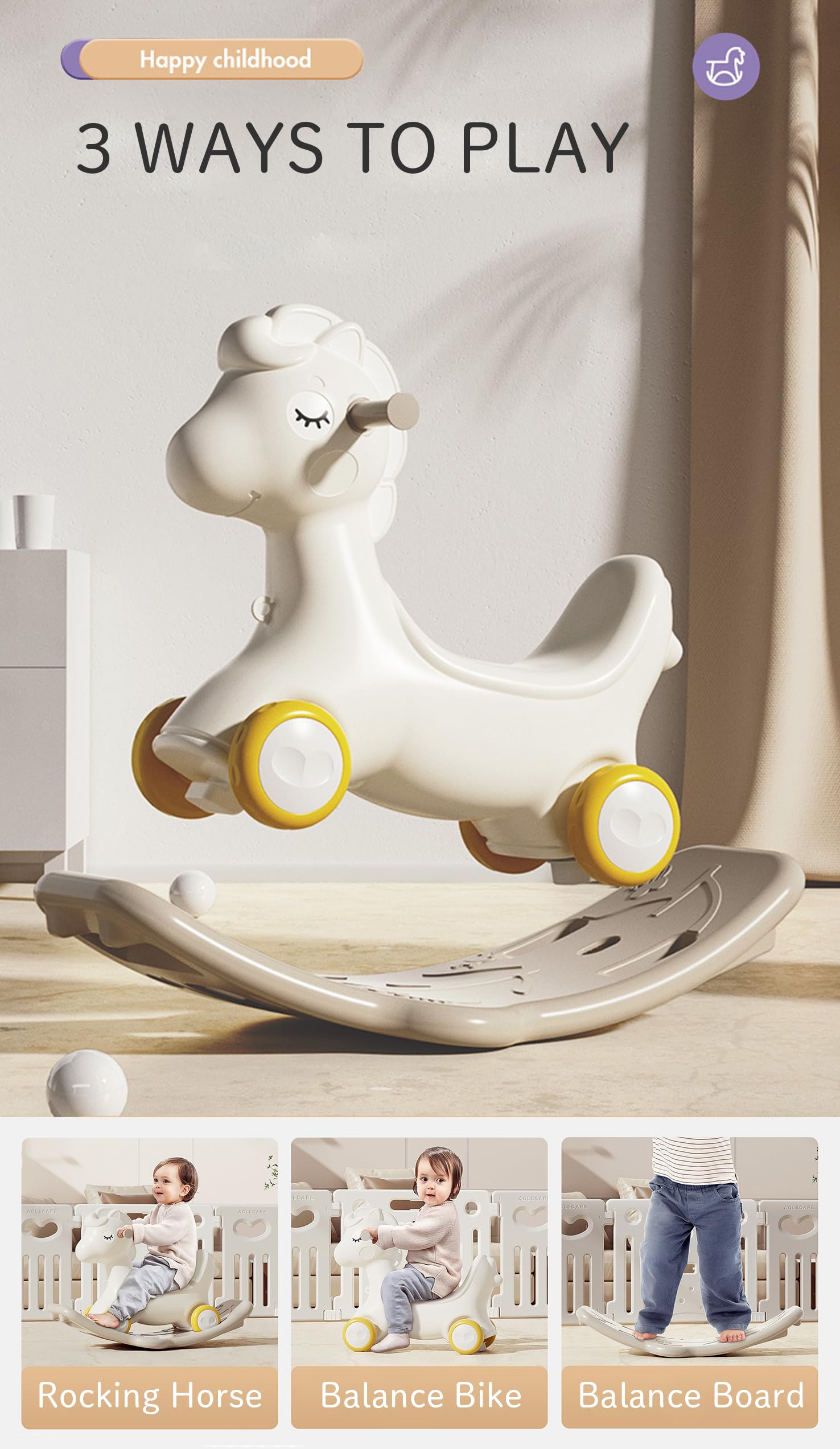 Gorocking Sweetheart Rocking Horse Unicorn 3in1 Rocker Toy for Toddler ...