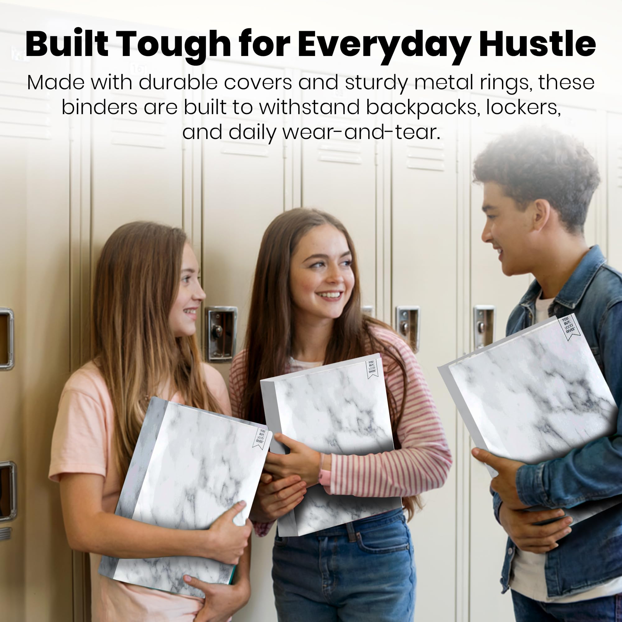 Snapklik.com : Yoobi 3 Ring Binders- Marble Design, Gray Color- 1 Inch ...