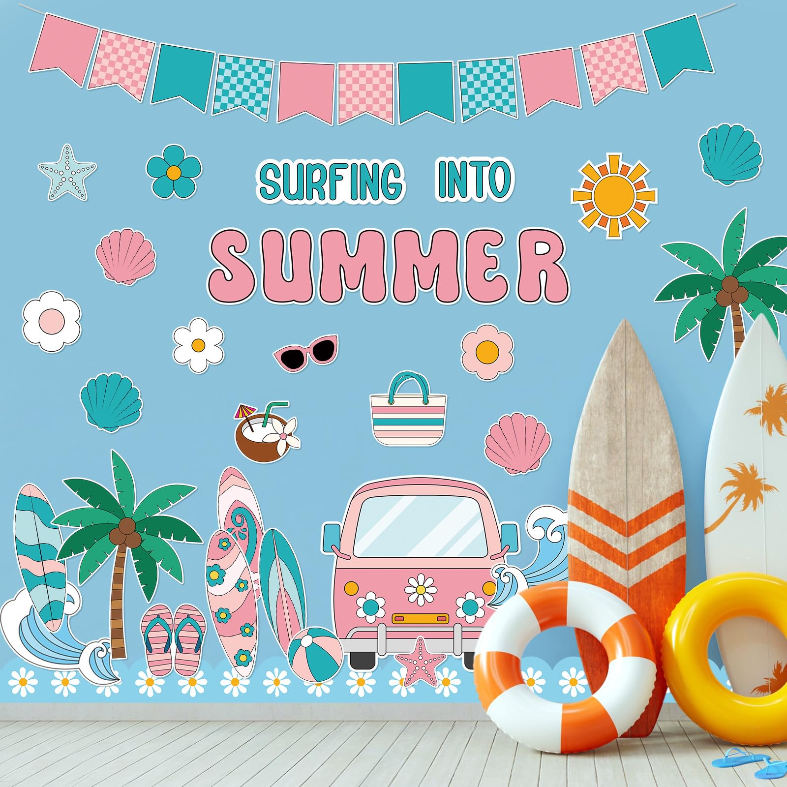 Snapklik.com : Epakh Summer Beach Bulletin Board Set Groovy Beach Paper ...