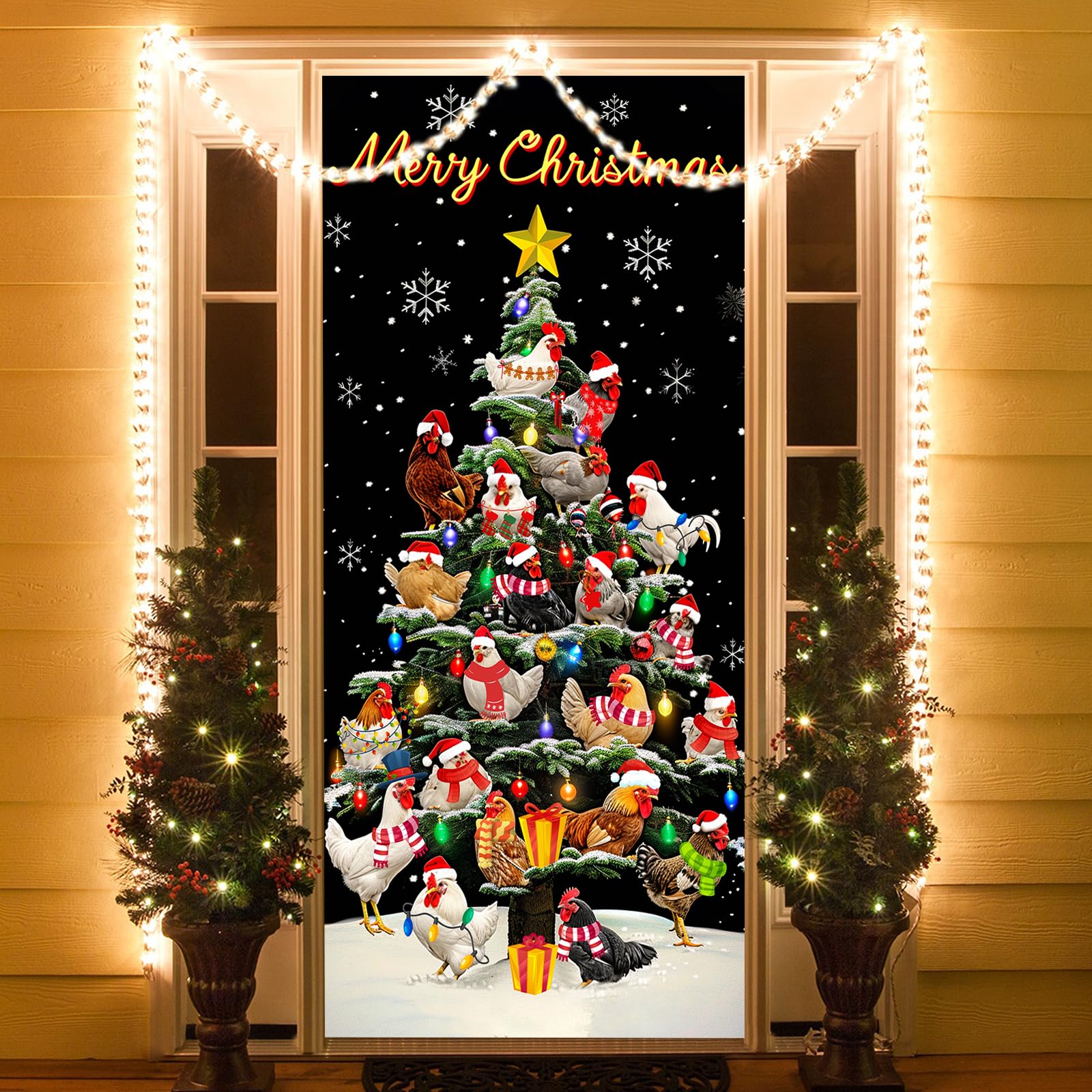 Amazon.com: Christmas Door Cover, Cute Xmas Front Door Banner Covering ...