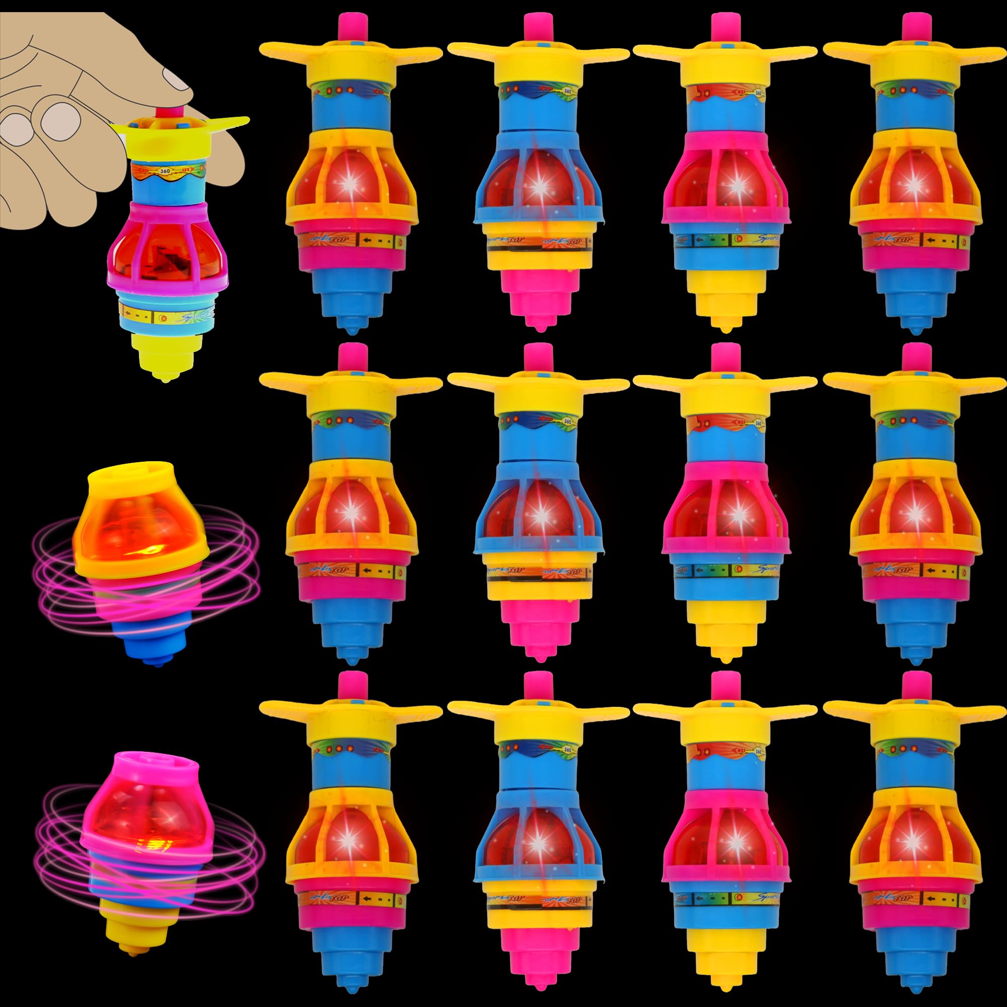 Amazon.com: PowerTRC Spinning Tops for Kids, LED Light Up UFO Tops ...