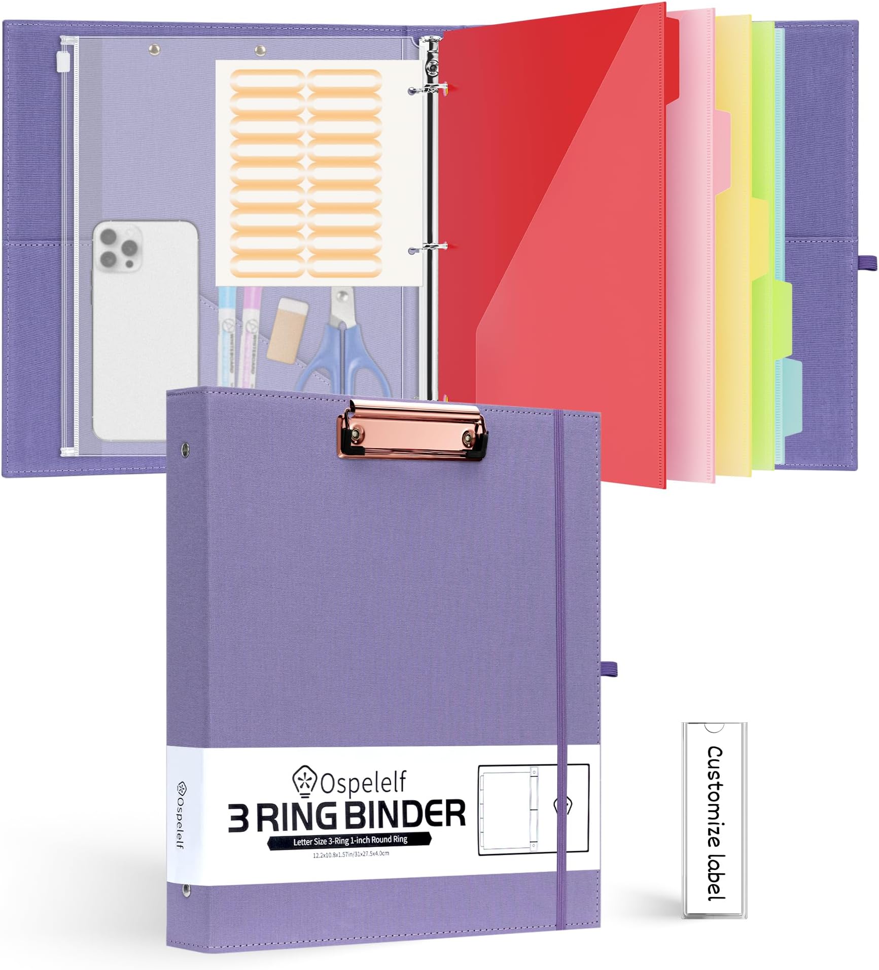 Amazon.com: JoyCat 3 Ring Binder Clipboard with Storage,12.4"x10.2"Magnetic Clipboard Folder ...