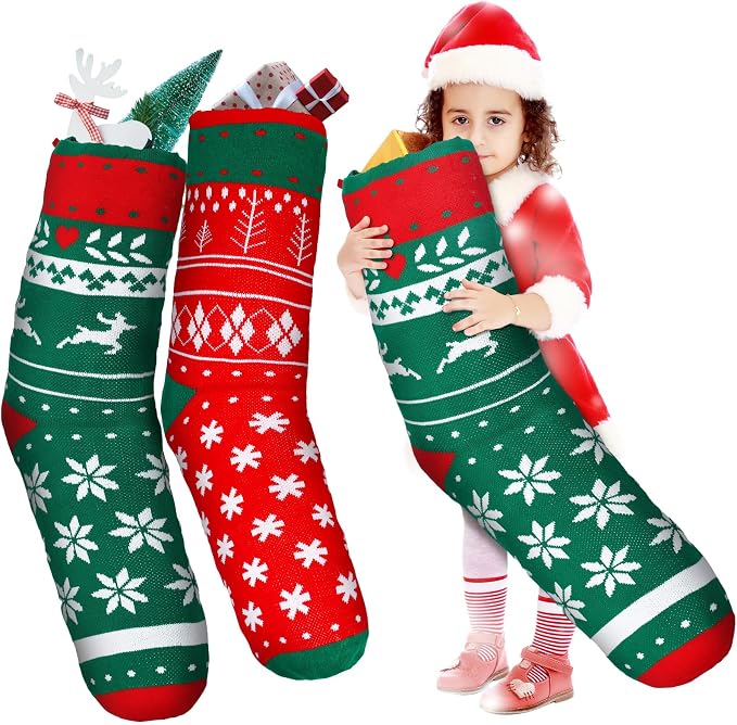 Amazon.com: Liliful 2 Pcs Giant Christmas Stocking Jumbo Christmas ...