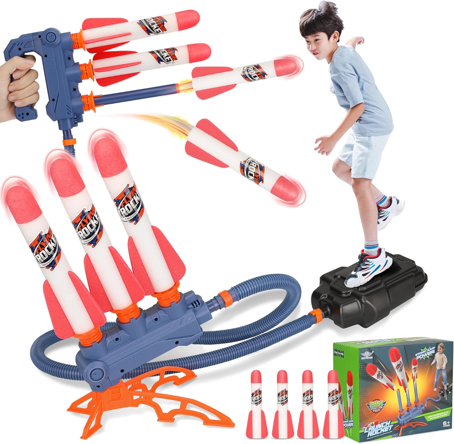 Milifox 2 in 1 Kids Rocket Launcher,Outdoor Foam Rocket Launcher for ...