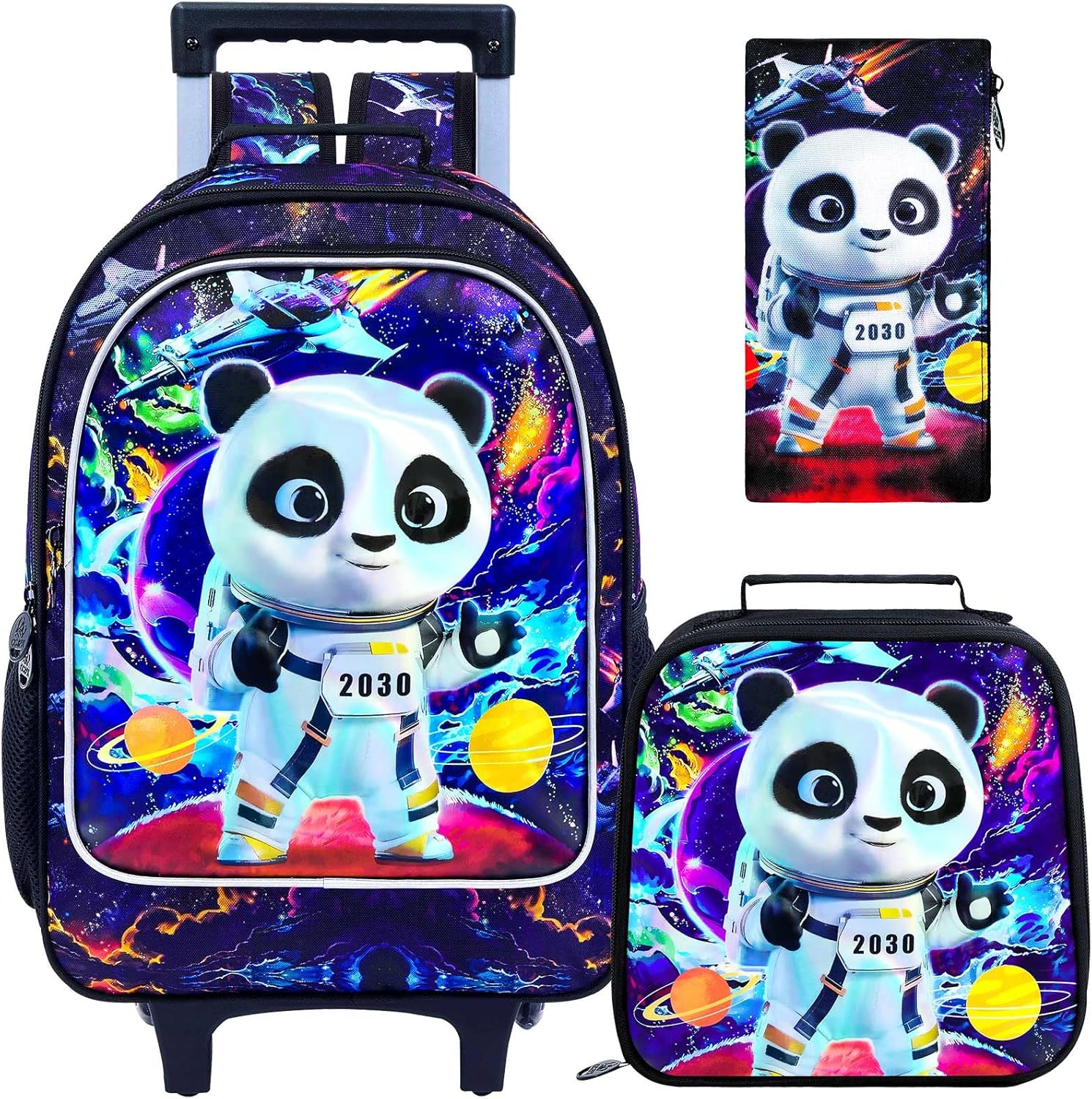 Amazon.com | ZLYERT 3Pcs Panda Rolling Backpack for Boys, Kids School ...