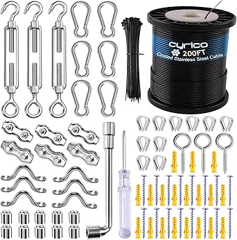 cyrico String Light Hanging Kit, Outdoor Light Guide Wire, Globe String ...