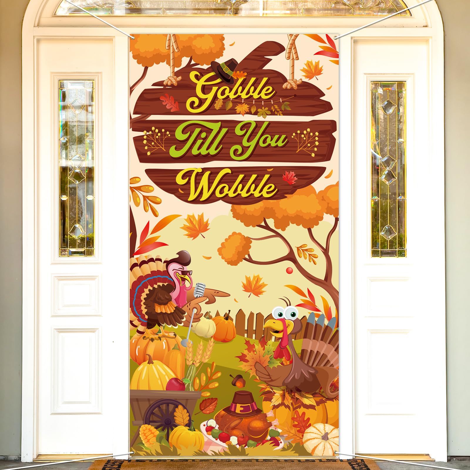 Amazon.com: HOWAF Thanksgiving Door Banner Gobble Till You Wobble ...