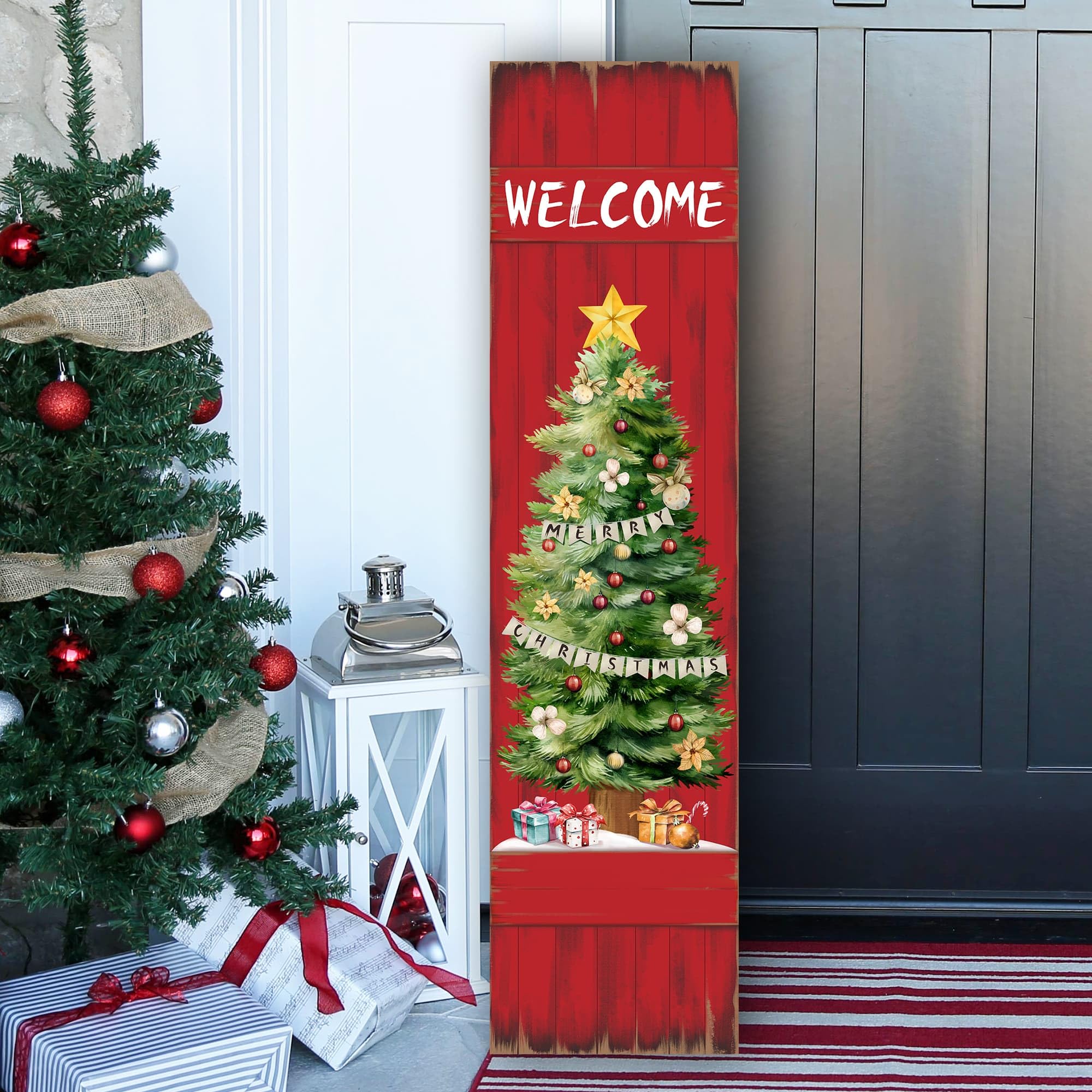 Amazon.com: Merry Christmas Porch Sign for Front Door, Xmas Wooden ...