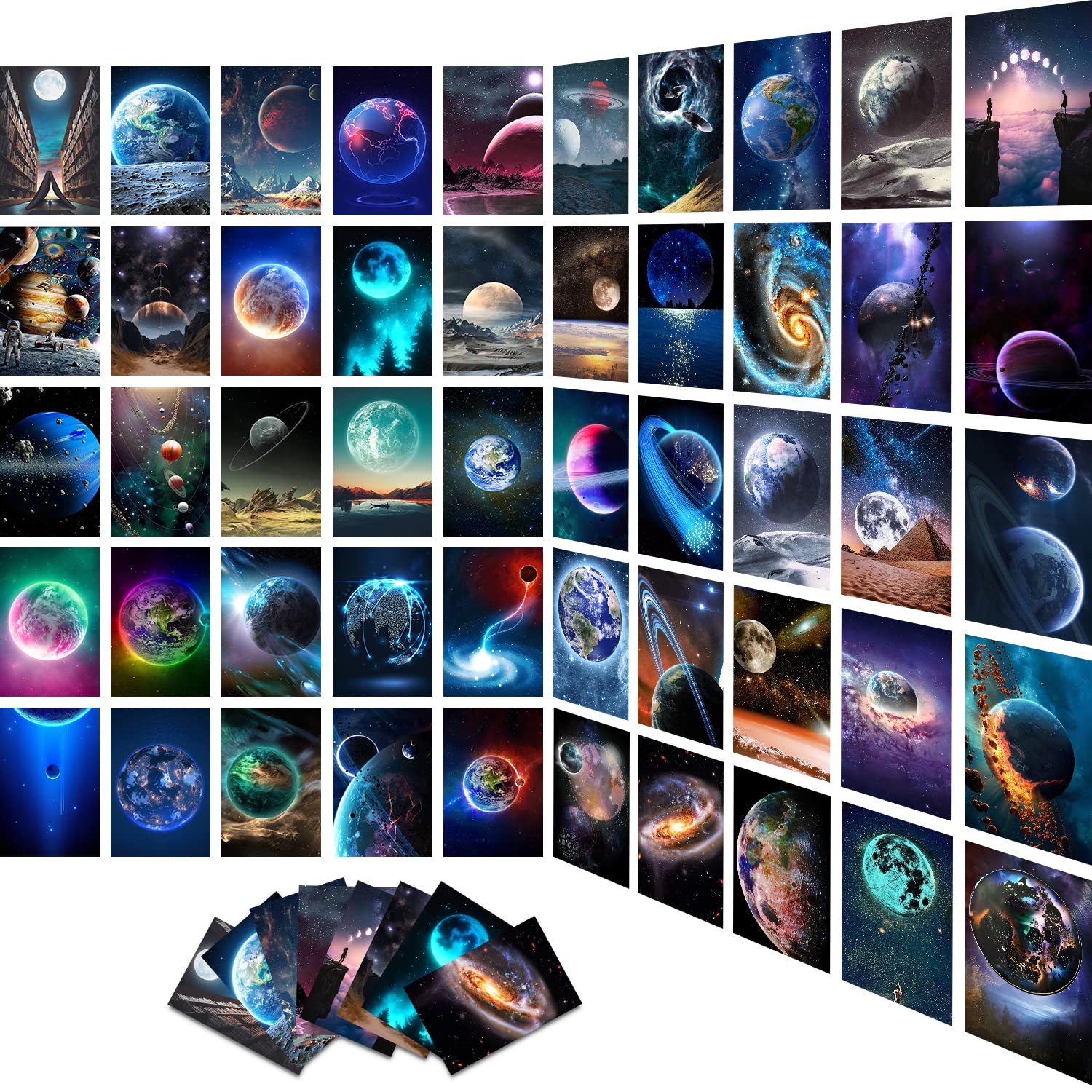 Buy 50Pcs Galaxy Starry Sky Wall Collage kit,ZWQL Photo Collage for ...