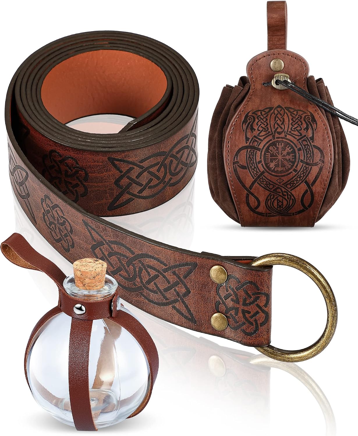 Amazon.com: LEIFIDE 3 Pcs Medieval Belt Pouch Viking Belt Potion ...