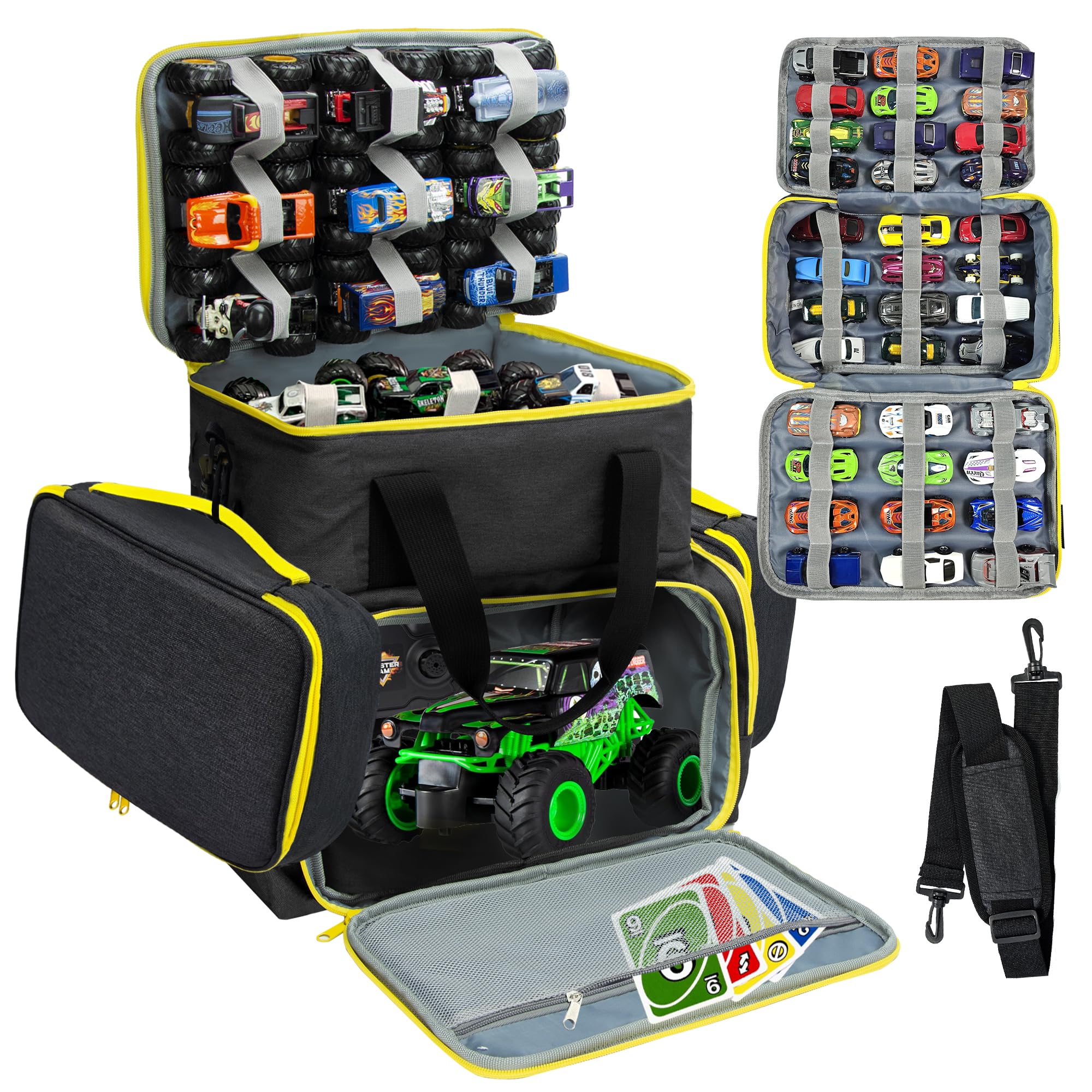 Amazon.com: KISLANE Tote Toy Cars Storage Bag with Inner Pouches ...