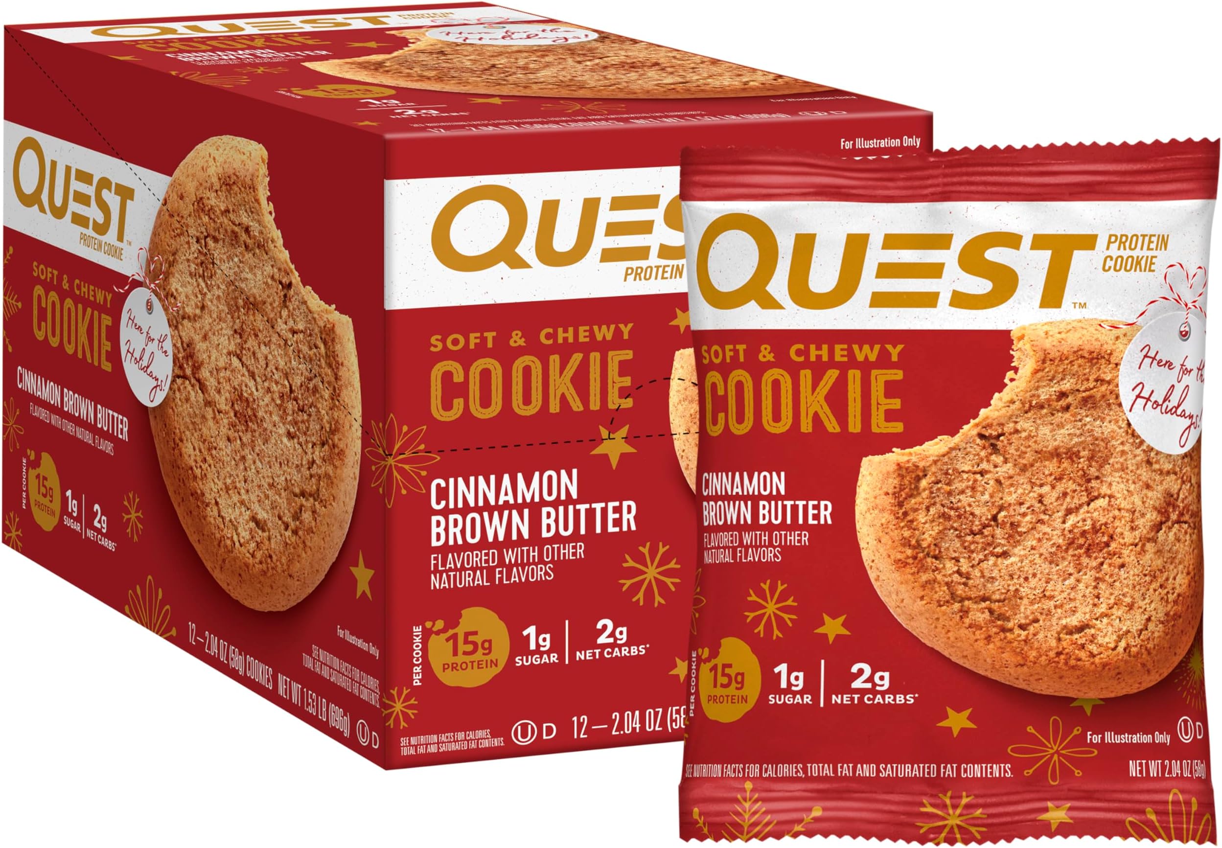 Amazon.com: Quest Nutrition Cinnamon Brown Butter Protein Cookie, 15g ...