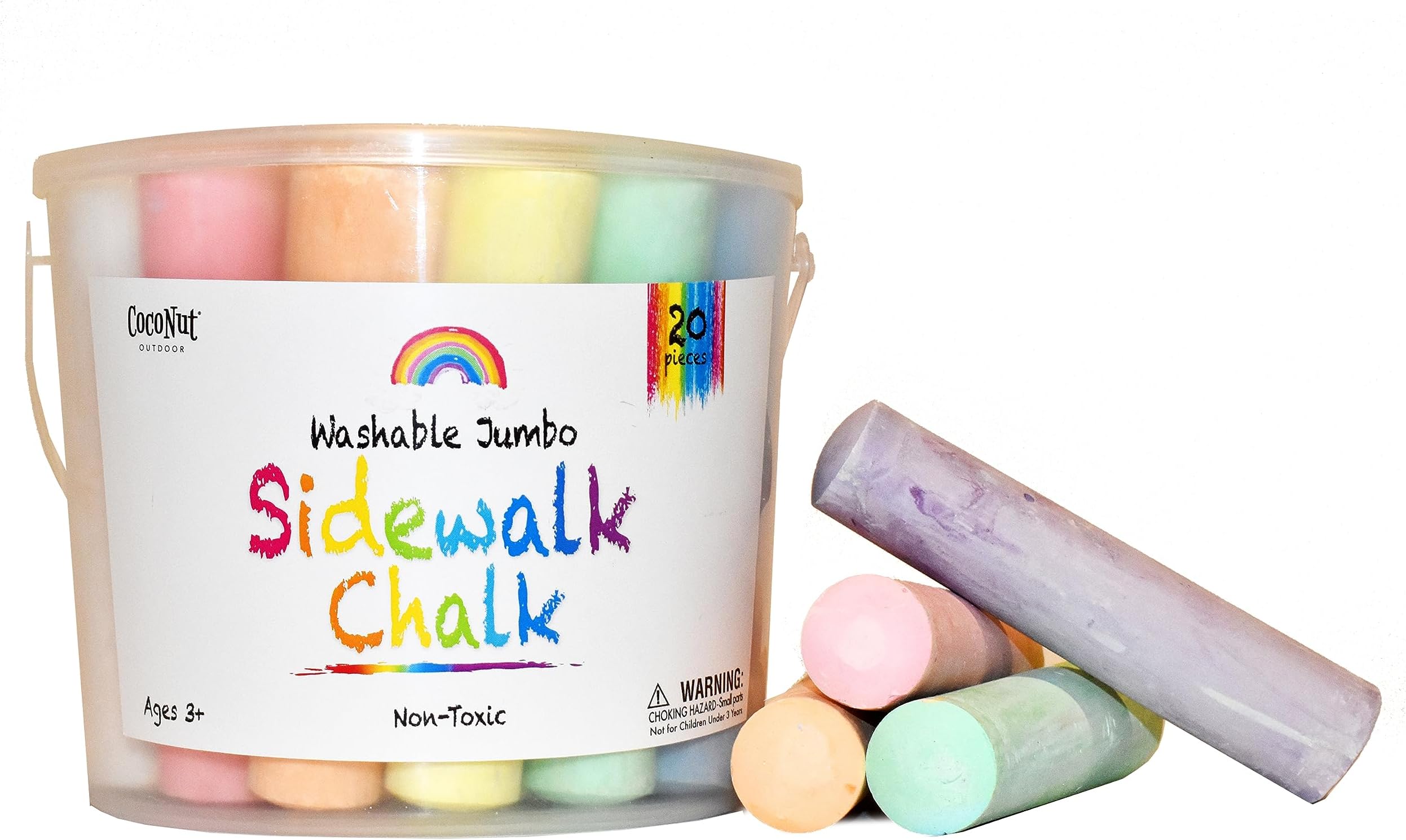 Amazon.com: Jumbo Sidewalk Chalk Bucket - 20 Pieces, Non-Toxic ...