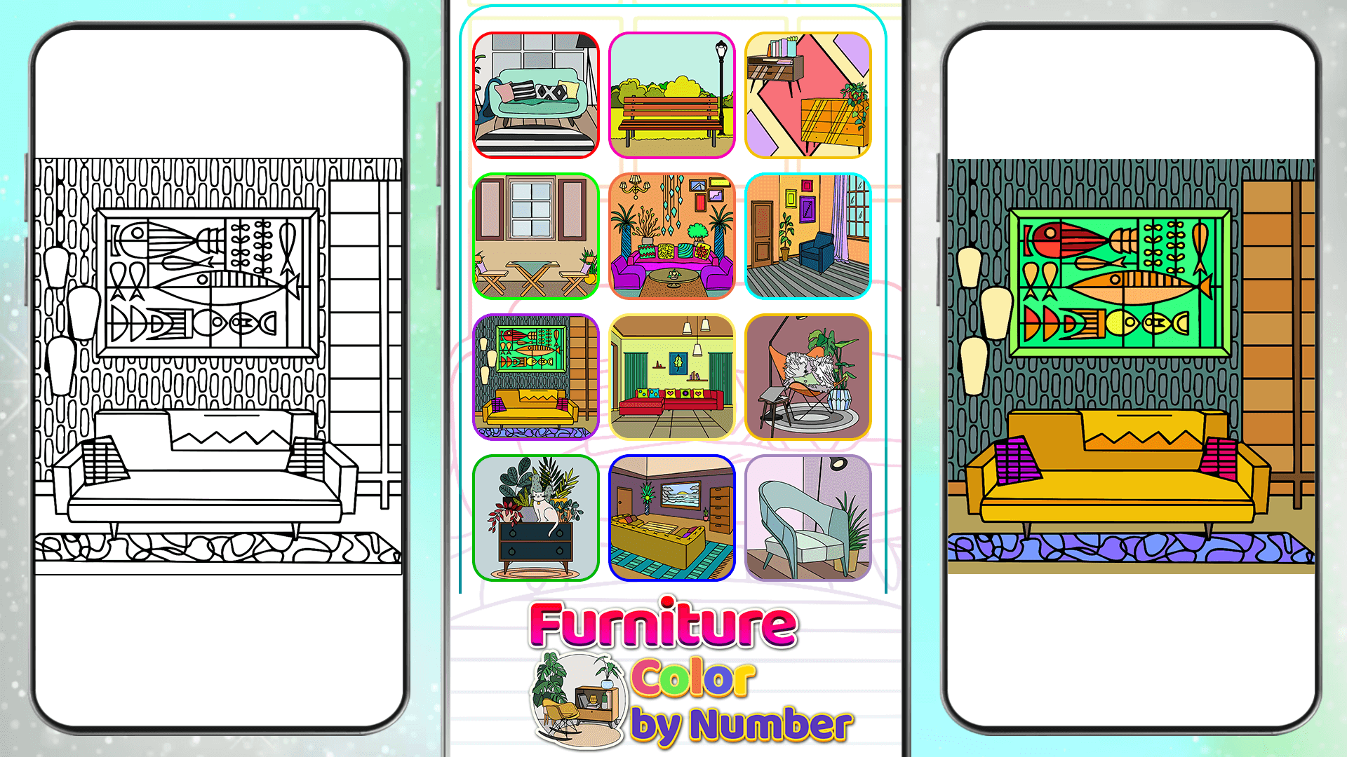 Furniture Color By Number - House Interior Glitter Painting - App on ...