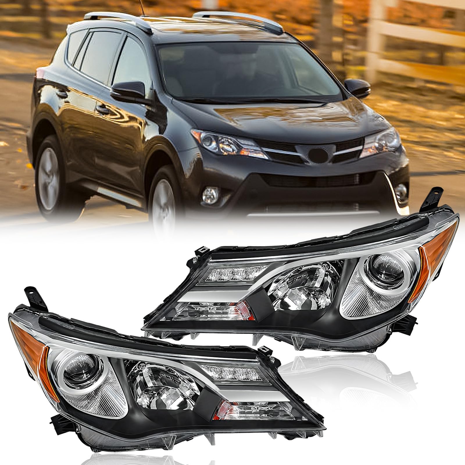Amazon.com: TODO Headlights w/Bulbs for Toyota Rav4 2013 2014 2015 ...