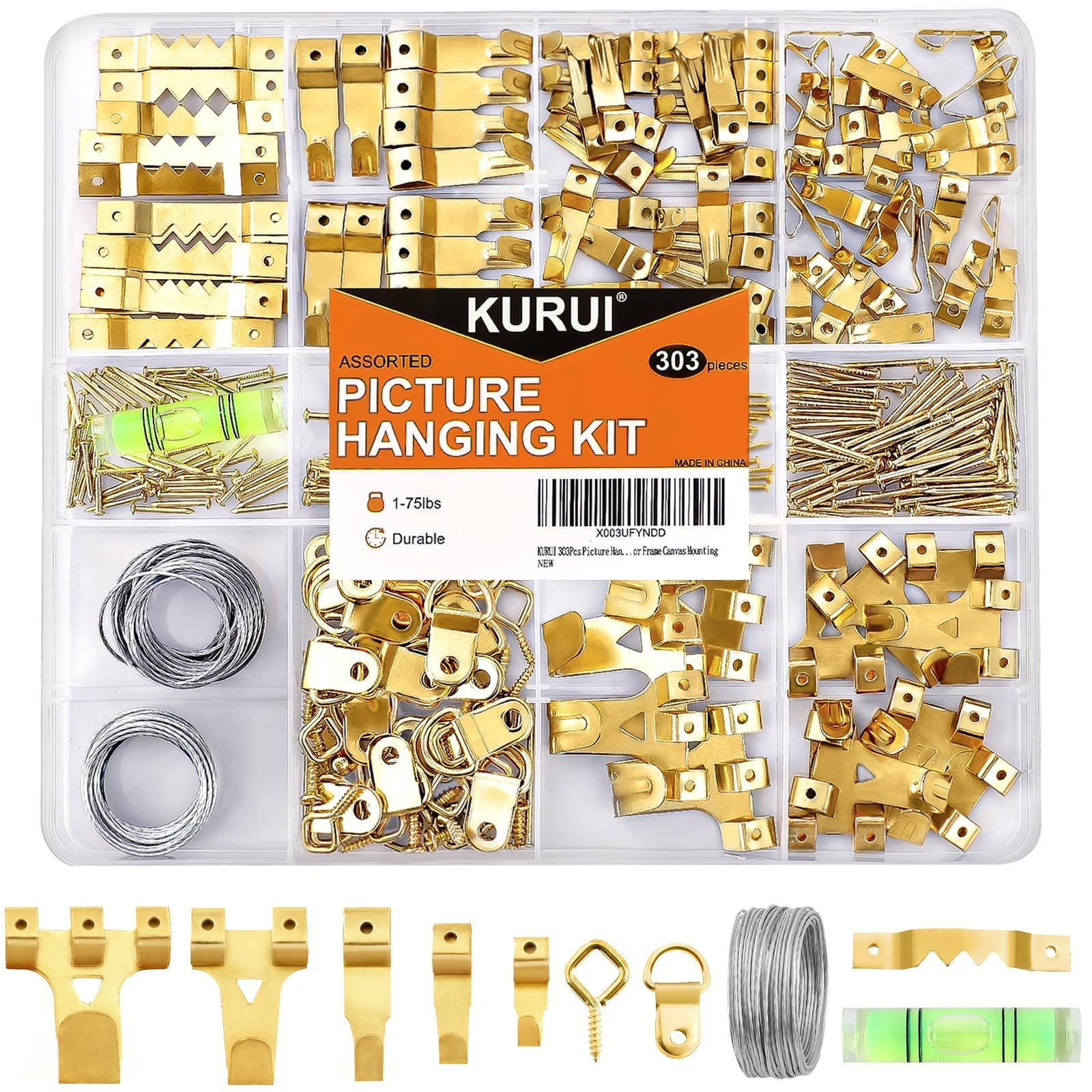 KURUI 303Pcs Picture Hanging Kit, Picture Hangers Assorted Kit With ...