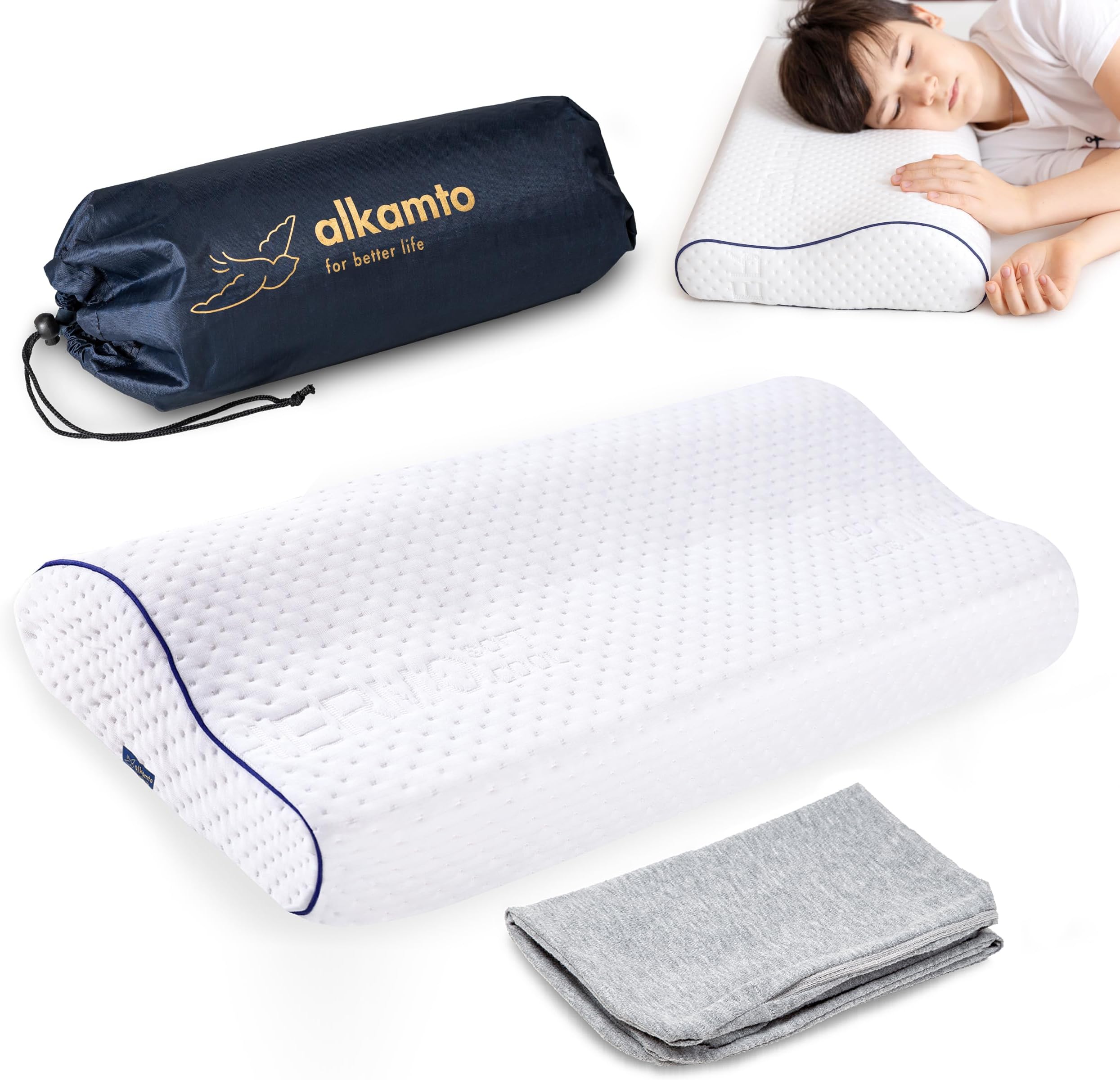 Alkamto Oreiller orthopédique pour enfant, mousse à mémoire de forme ...
