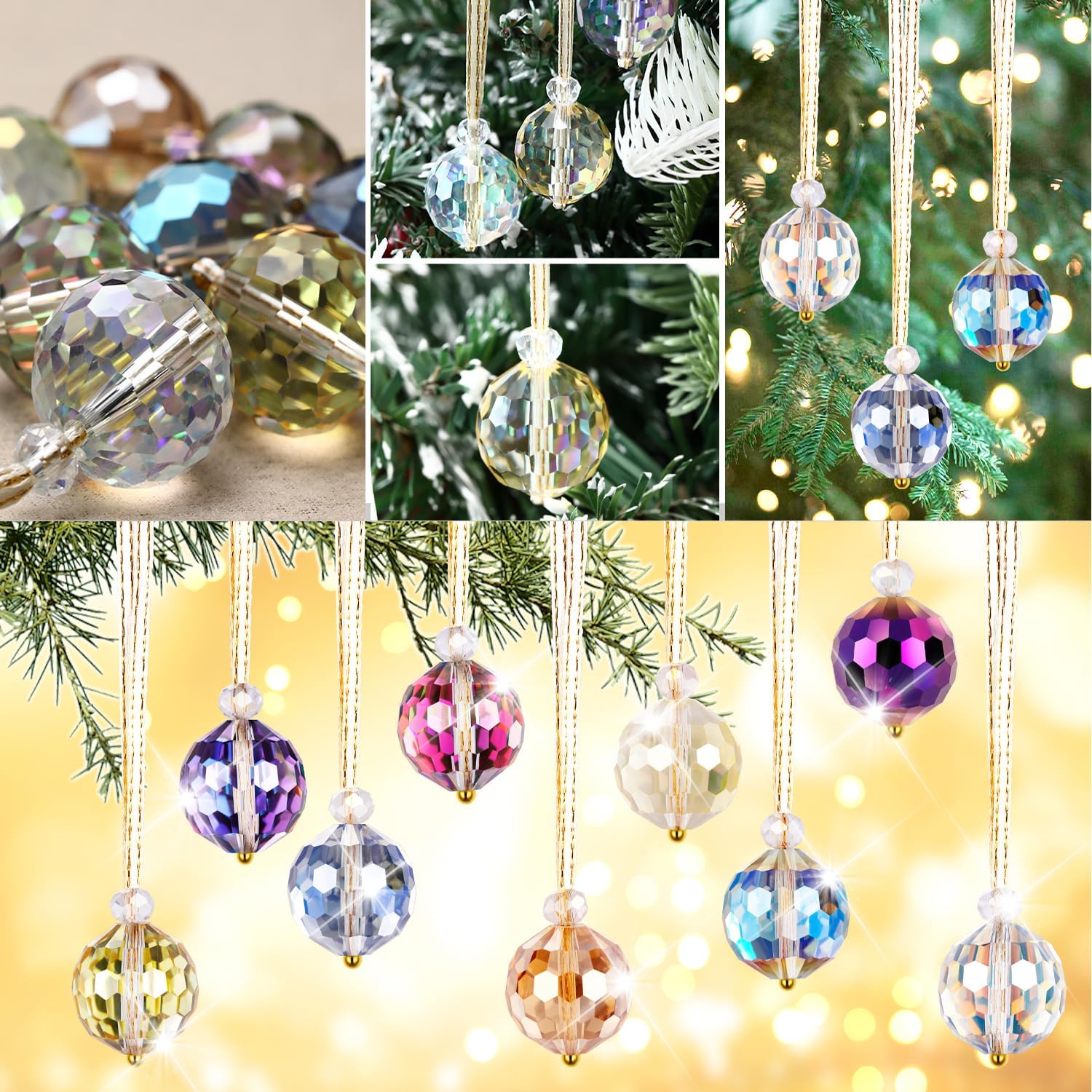 Amazon.com: 20 Pcs Crystal Glass Christmas Balls Ornaments, Prism ...