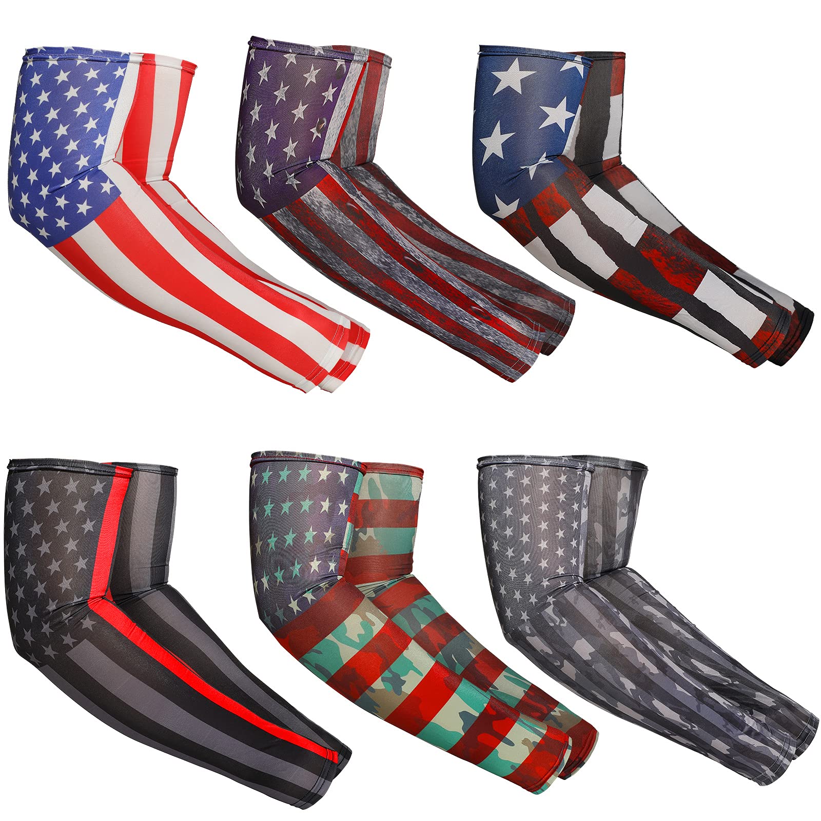Amazon.com: 6 Pairs American Independence Day Arm Sleeves American Flag ...