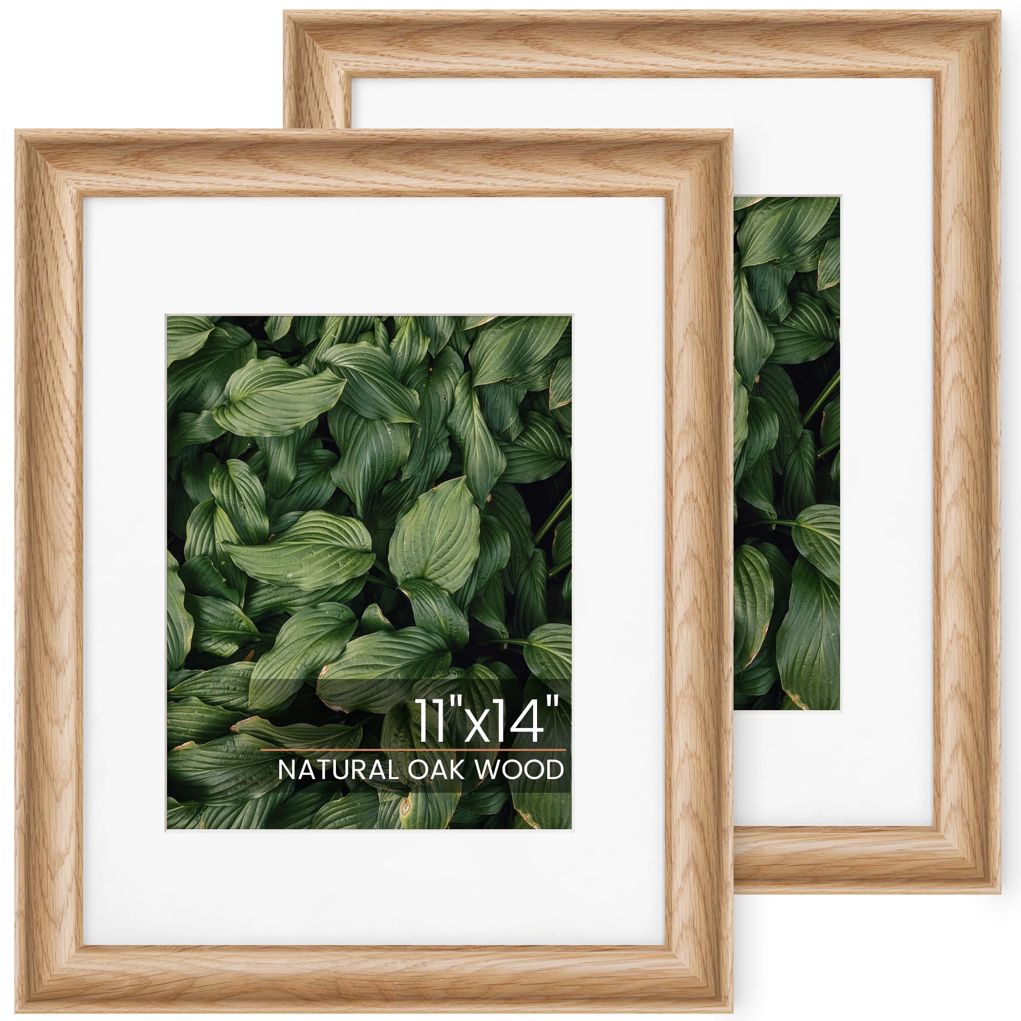(Only 1)11x14 Frame 100% Natural Oak Wood Solid Wood with Mat for 8x10 ...