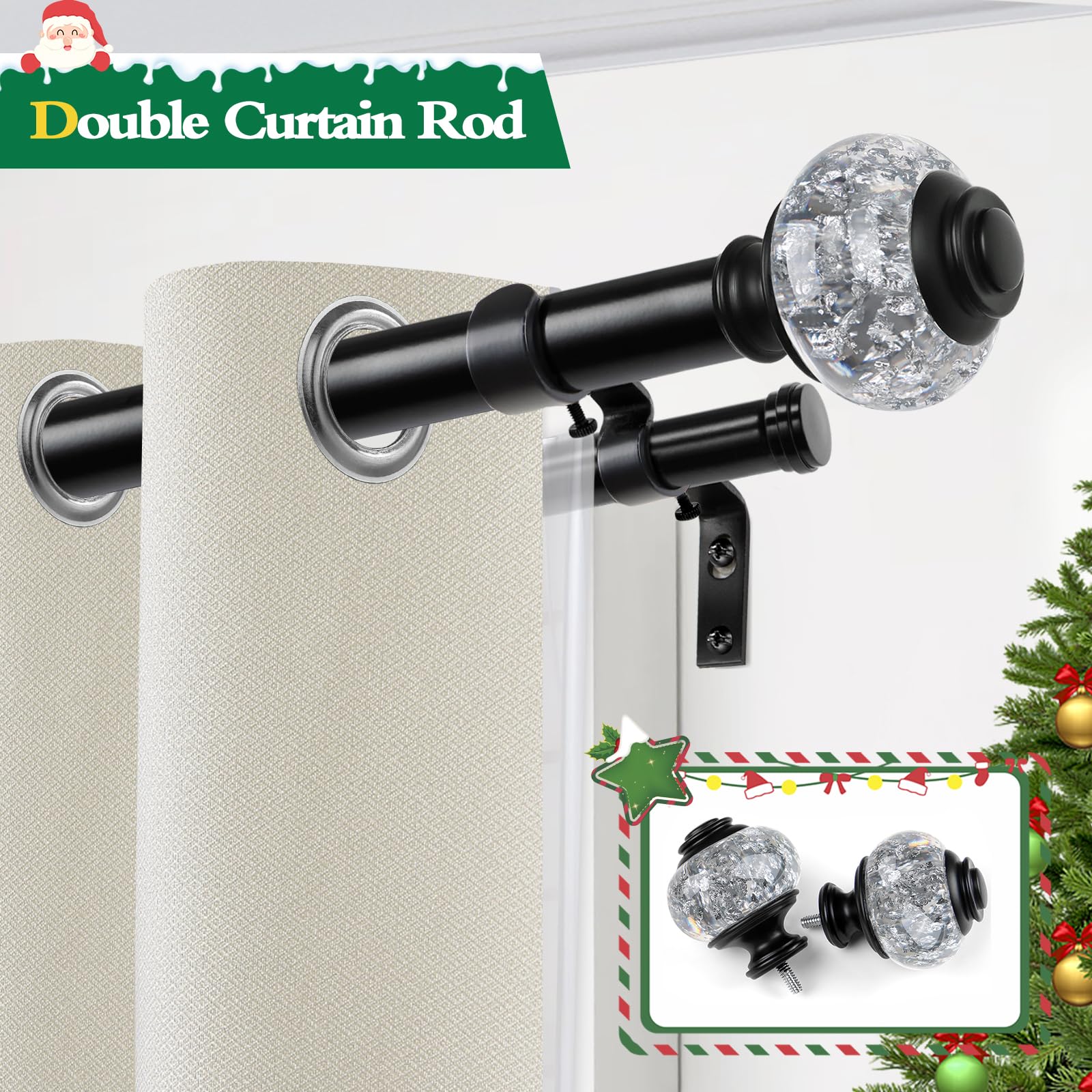 Snapklik.com : 1 Inch Double Curtain Rods 72 To 144 Inches (6 To 12 Ft ...