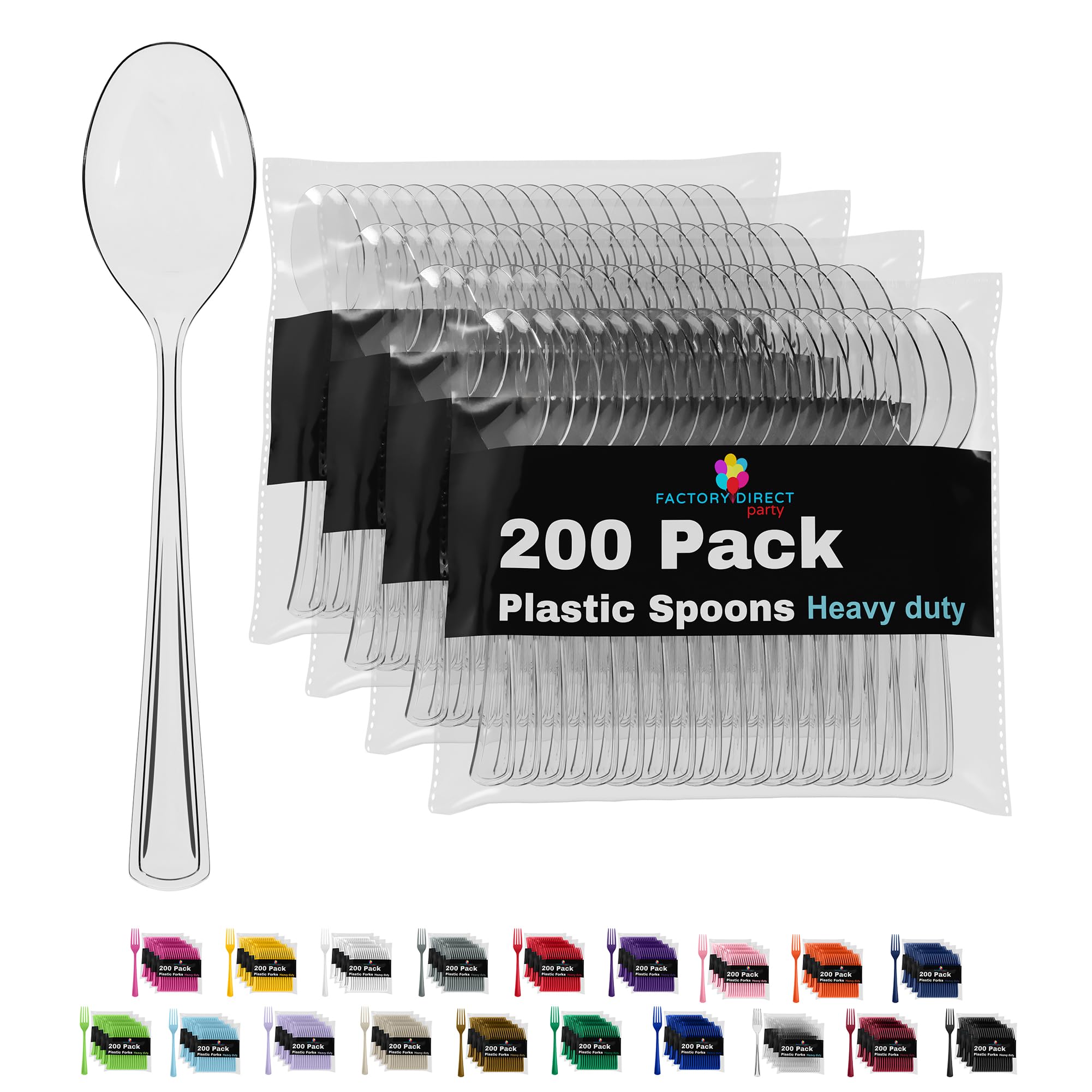 Amazon.com: Disposable Clear Plastic Spoons 200 Pcs - Heavy Duty Clear ...