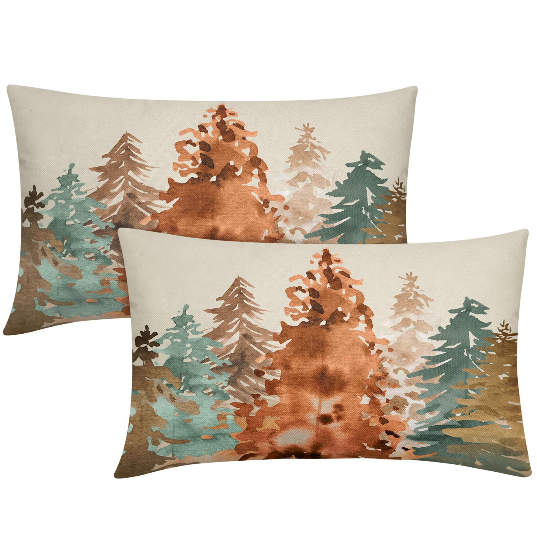 Amazon.com: Rustic Fall Lumbar Pillow Covers 12x20 Set of 2 Watercolor ...