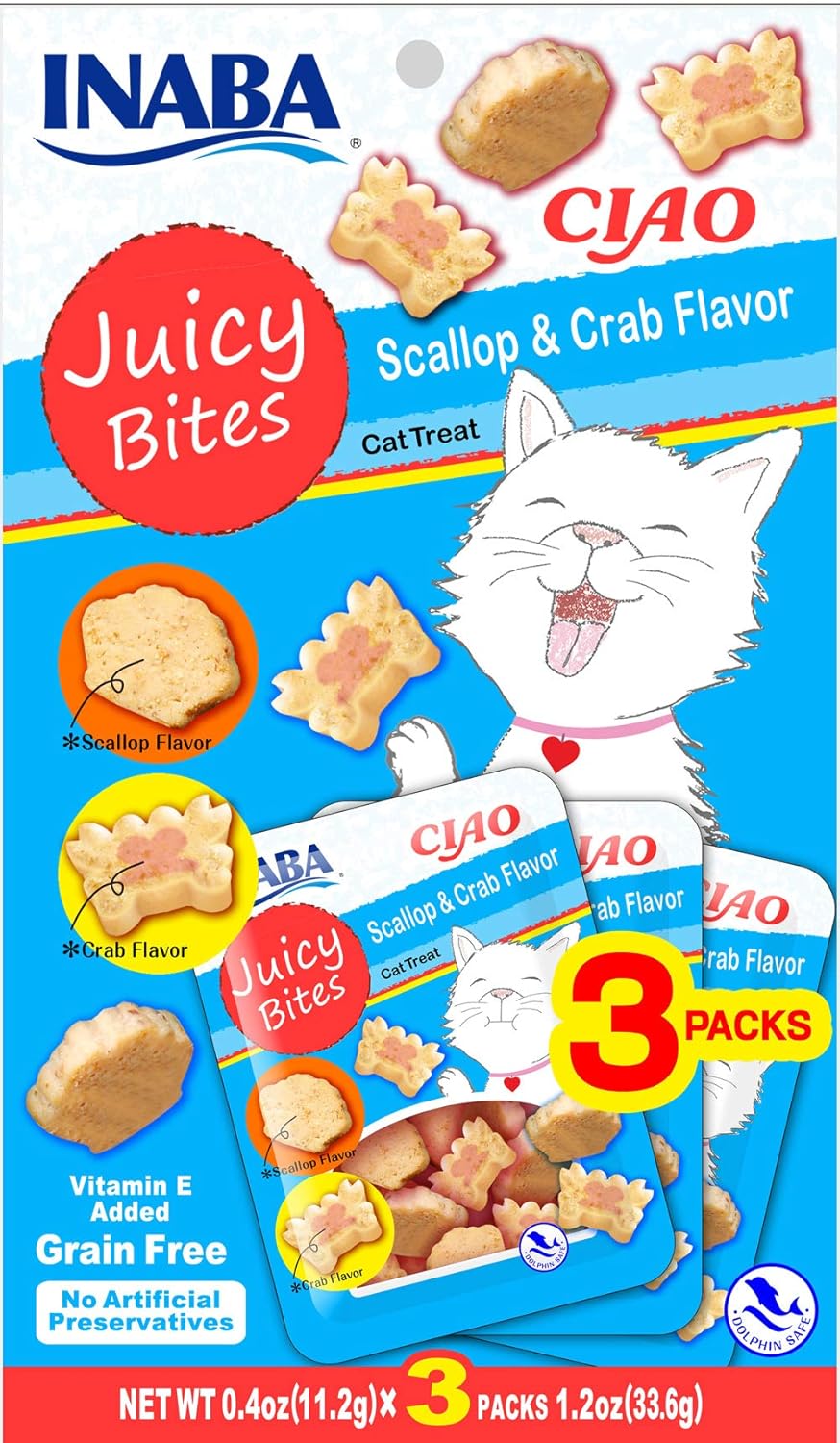 Inaba Juicy Bites Scallop & Crab Flavor 33,9g /3 Pouches Per Pack ...