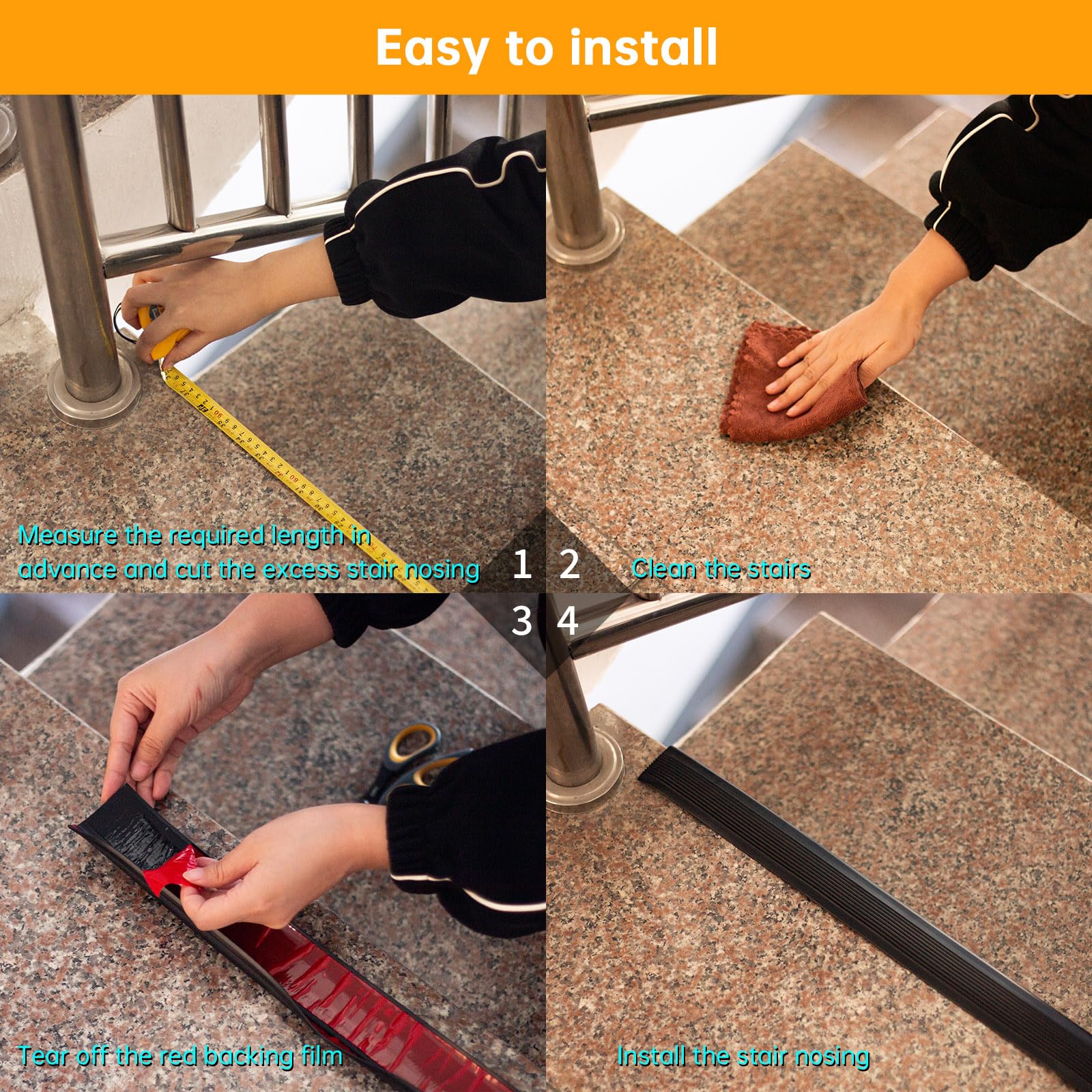 Snapklik.com : Vinyl Stair Nosing 7ft Stair Edge Trim Rubber Stair ...