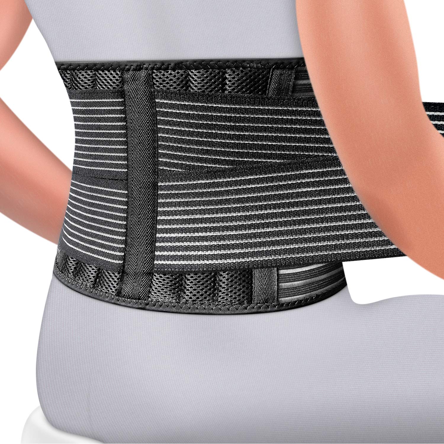 TriLink Back Support Brace for Lower Back Pain Relief- Lumbar Support ...