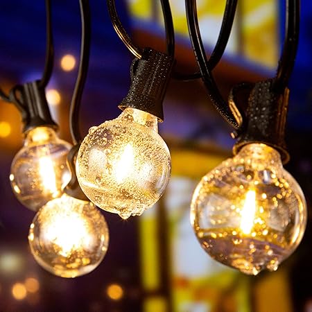 HMOREY Outdoor String Lights, 15M/50Ft LED String Lights Mains Powered, Waterproof Festoon ...