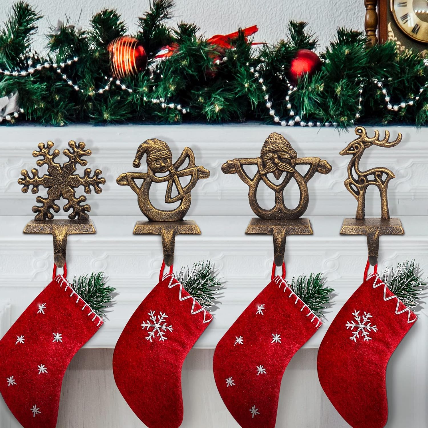 Amazon.com: JDYFQIAN Retro Christmas Stocking Holders for Mantel - Set ...