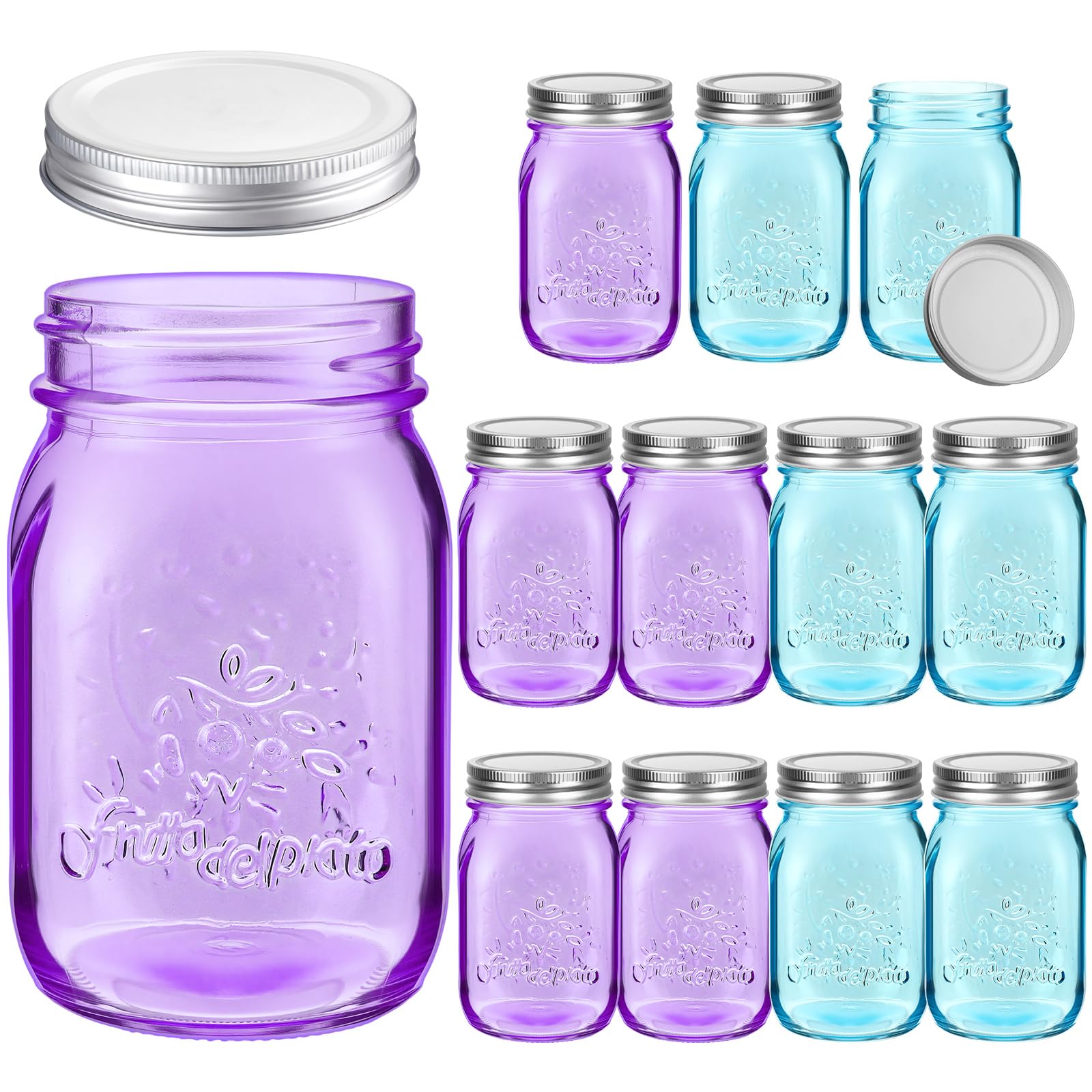 Snapklik.com : Pinkunn 12 Pcs 16 Oz Colored Mason Jars