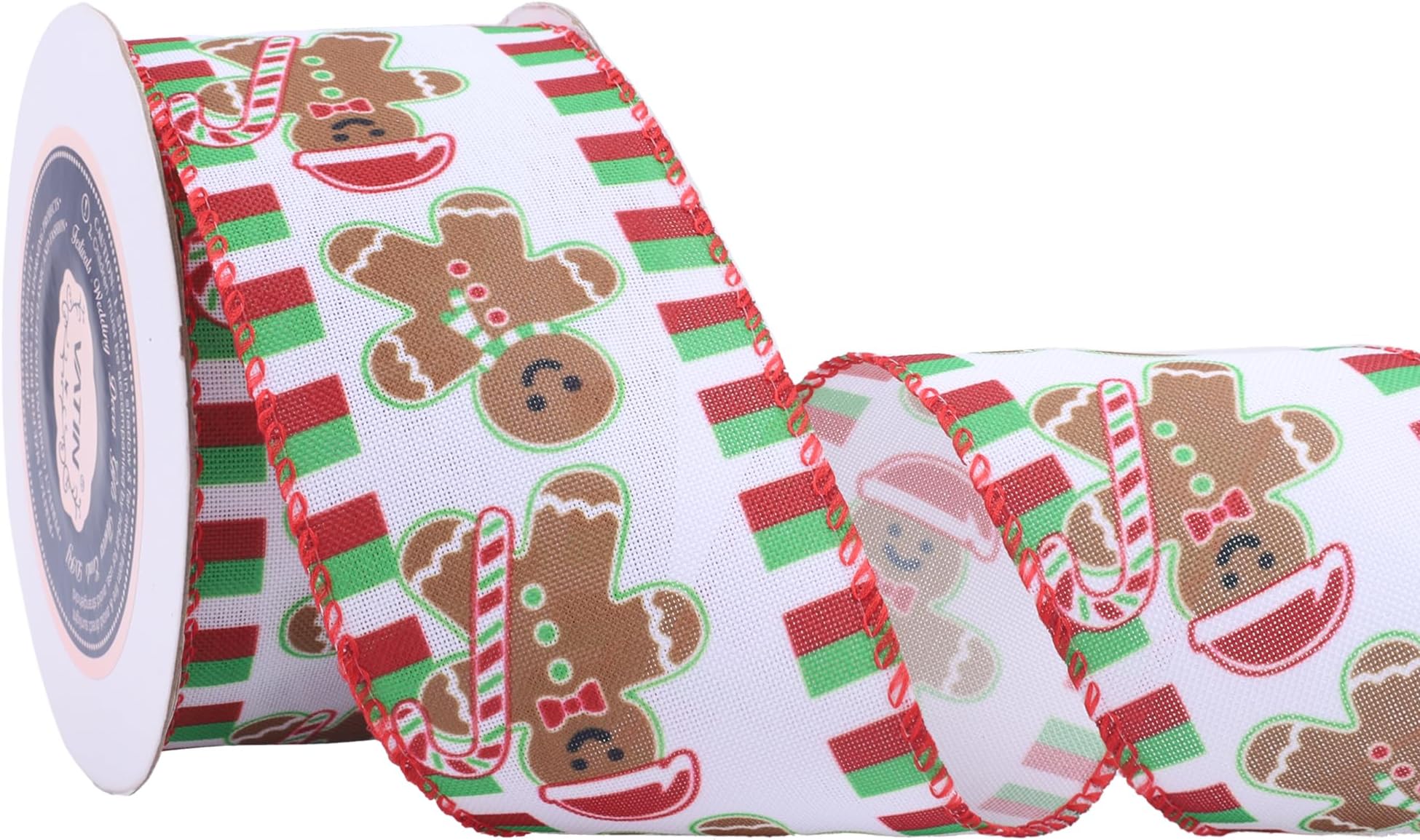 Amazon.com: Gingerbread Man Wired Christmas Ribbon - 2 1/2" x 10 Yards ...