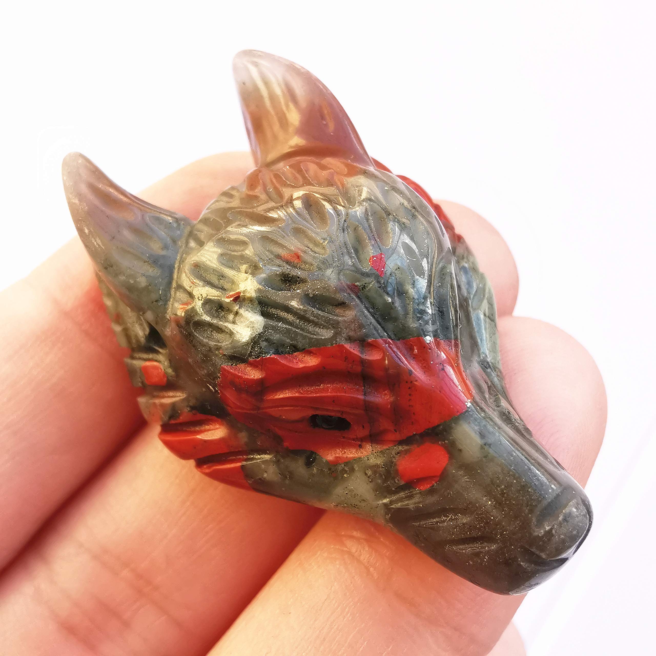 Amazon.com: Bacatgem Natural African Bloodstone 1.57 inchs Wolf Head ...