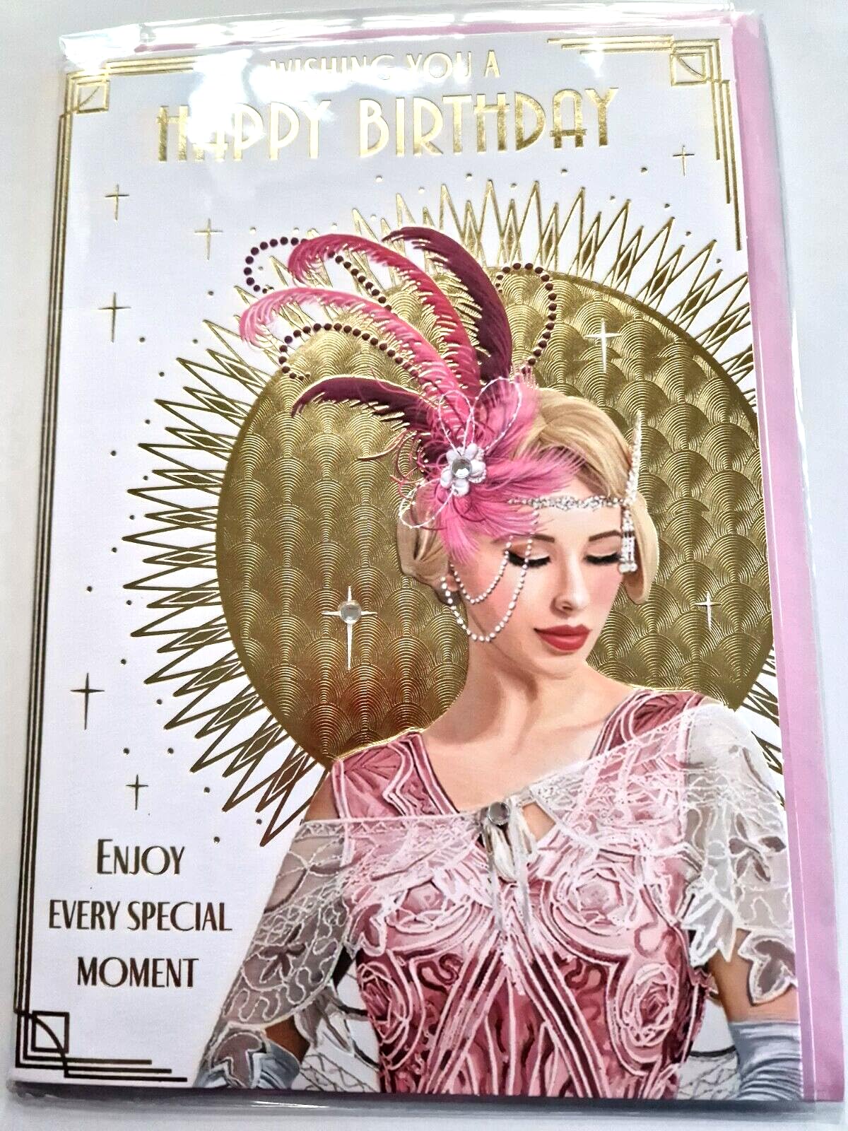 Art Deco 1920's Flapper Lady - Foiled Birthday Card with Gem Detail ...