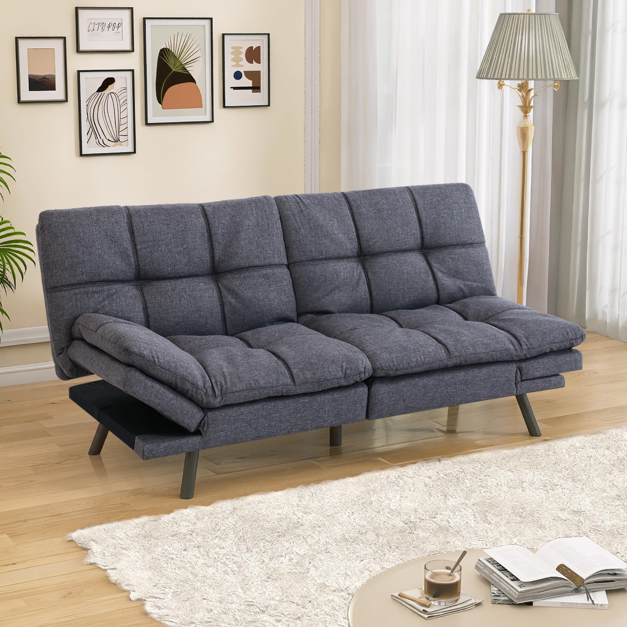 Amazon.com: Cozysnooze Futon Sofa Bed, Convertible Couch Memory Foam ...