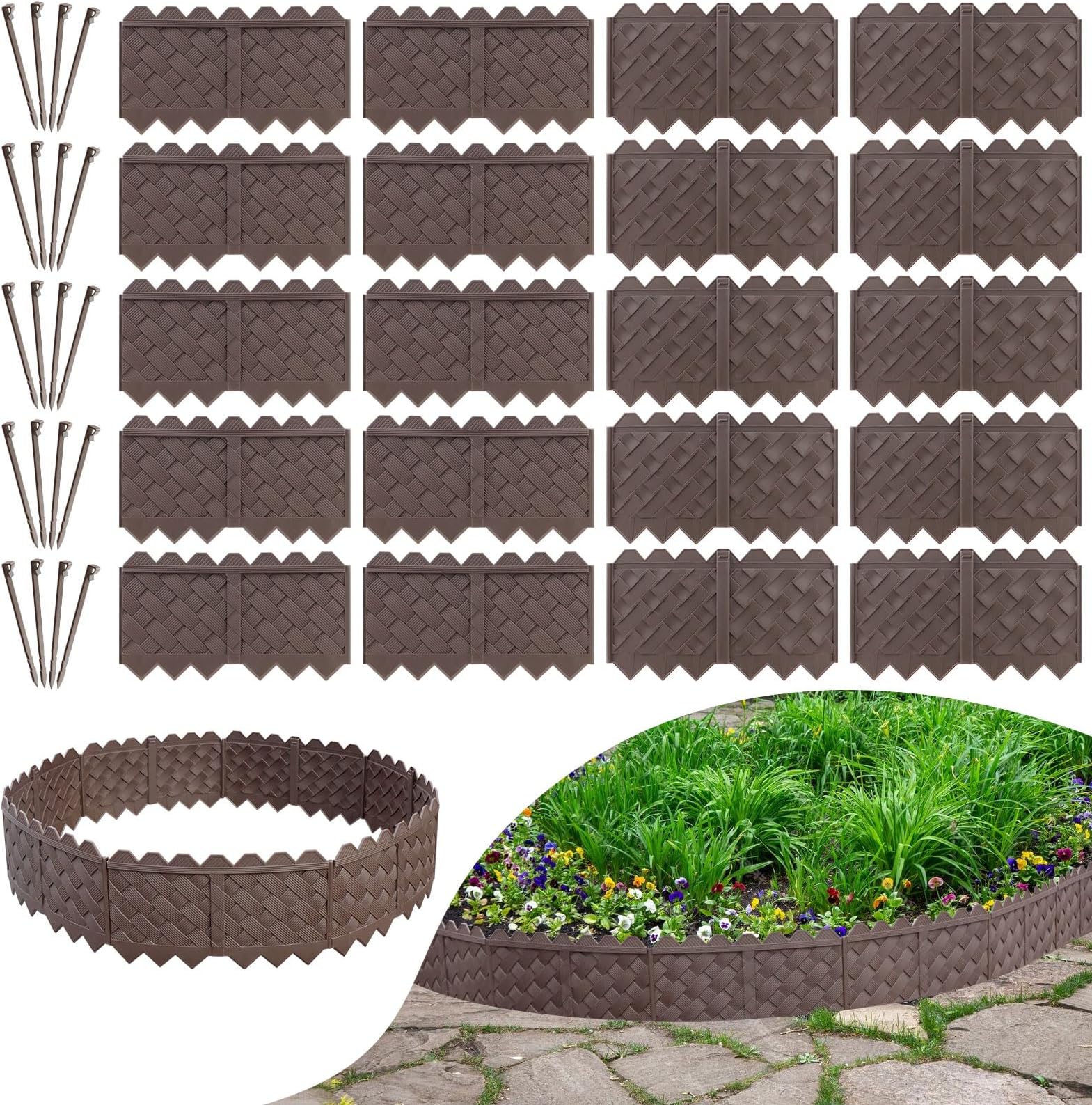 Amazon.com : 20-Pack Weaving Flower Bed Garden Edging Borders (20 FT ...