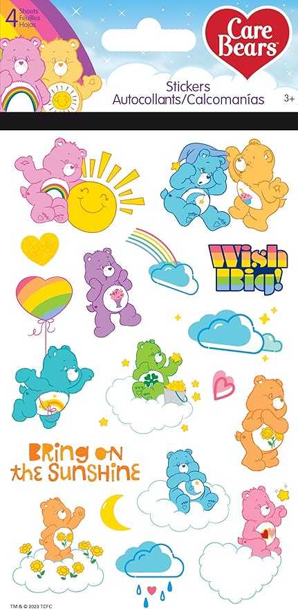 Amazon.com: Care Bears - Standard 4 Sheet Stickers Standard Stickers ...